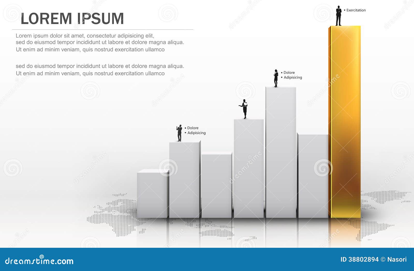 3D Vector Illustration of Metallic Chart Bars Stock Vector ...