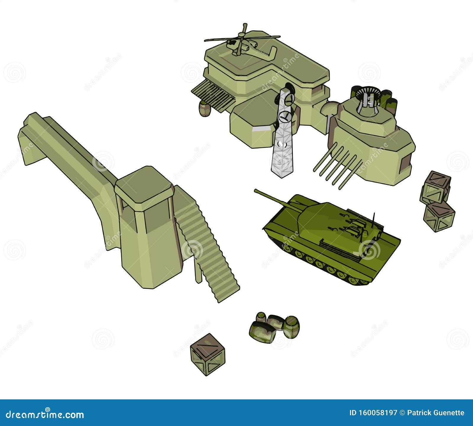 3D Vector Illustration of a Military Base Stock Vector - Illustration ...