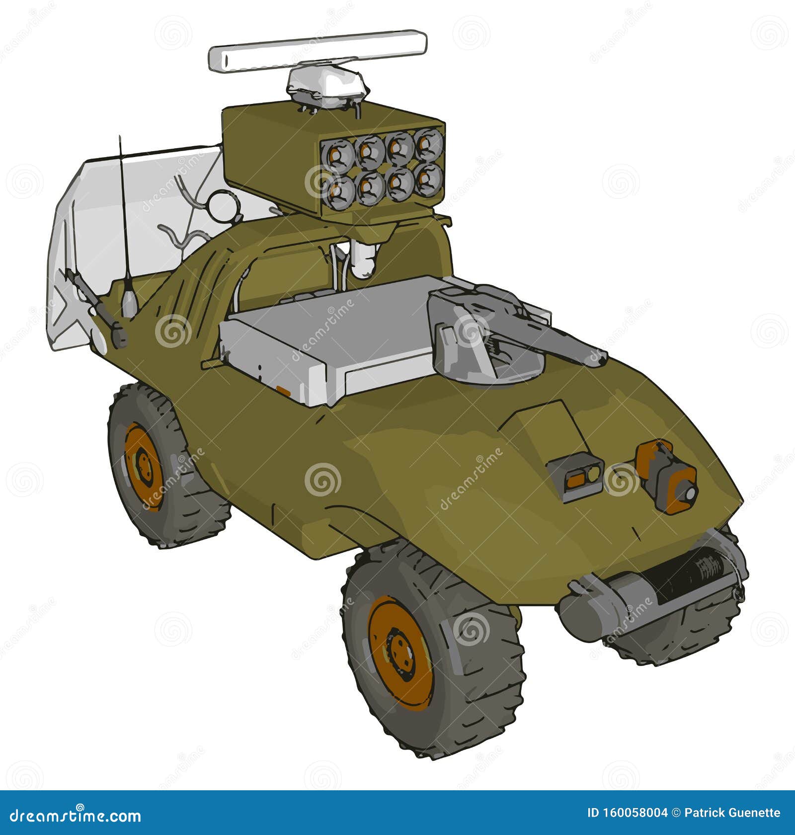 Missile Vehicle In Realistic Style. Rocket Artillery. Side, Front And ...