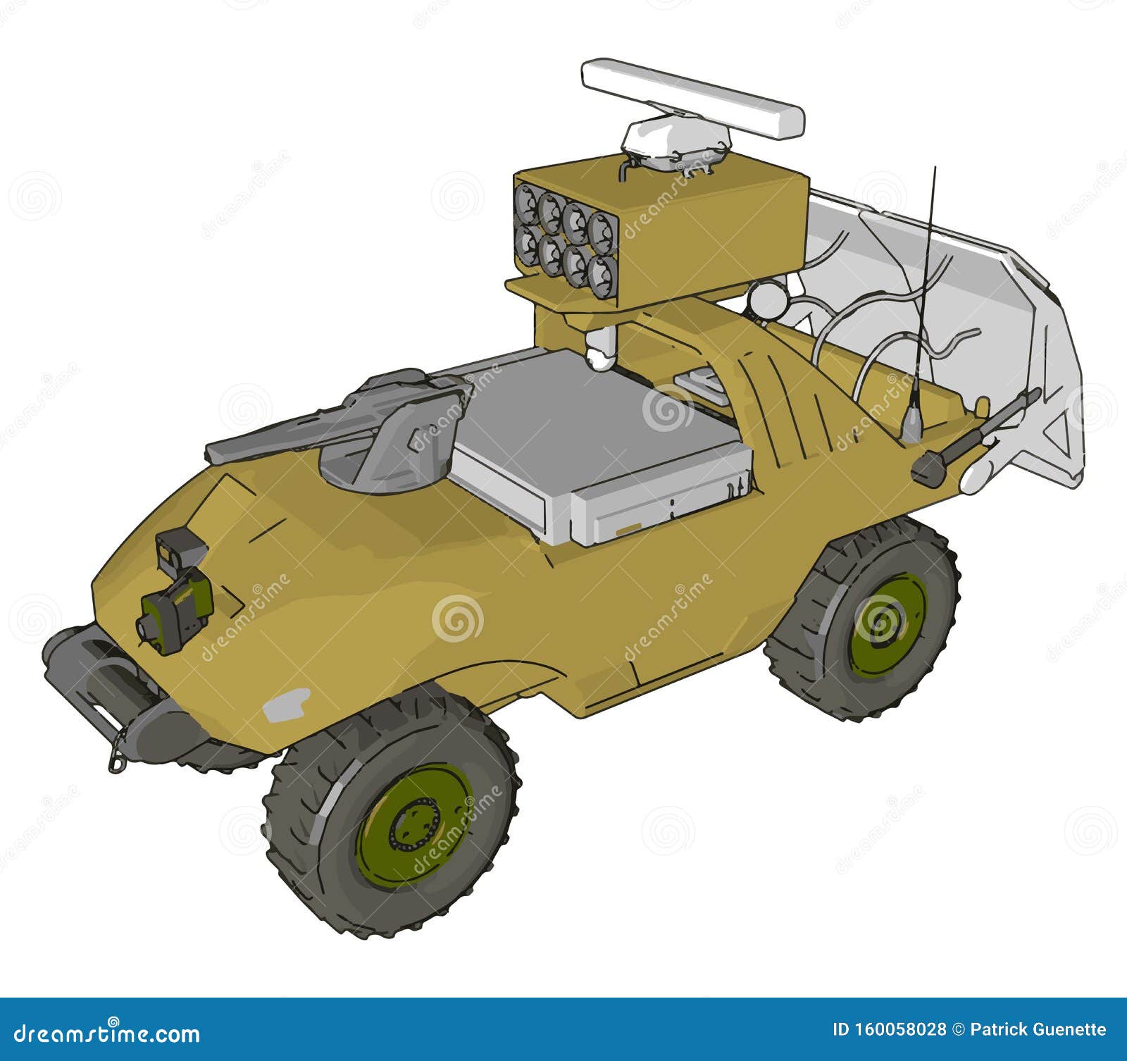 Missile Vehicle In Realistic Style. Rocket Artillery. Side, Front And ...