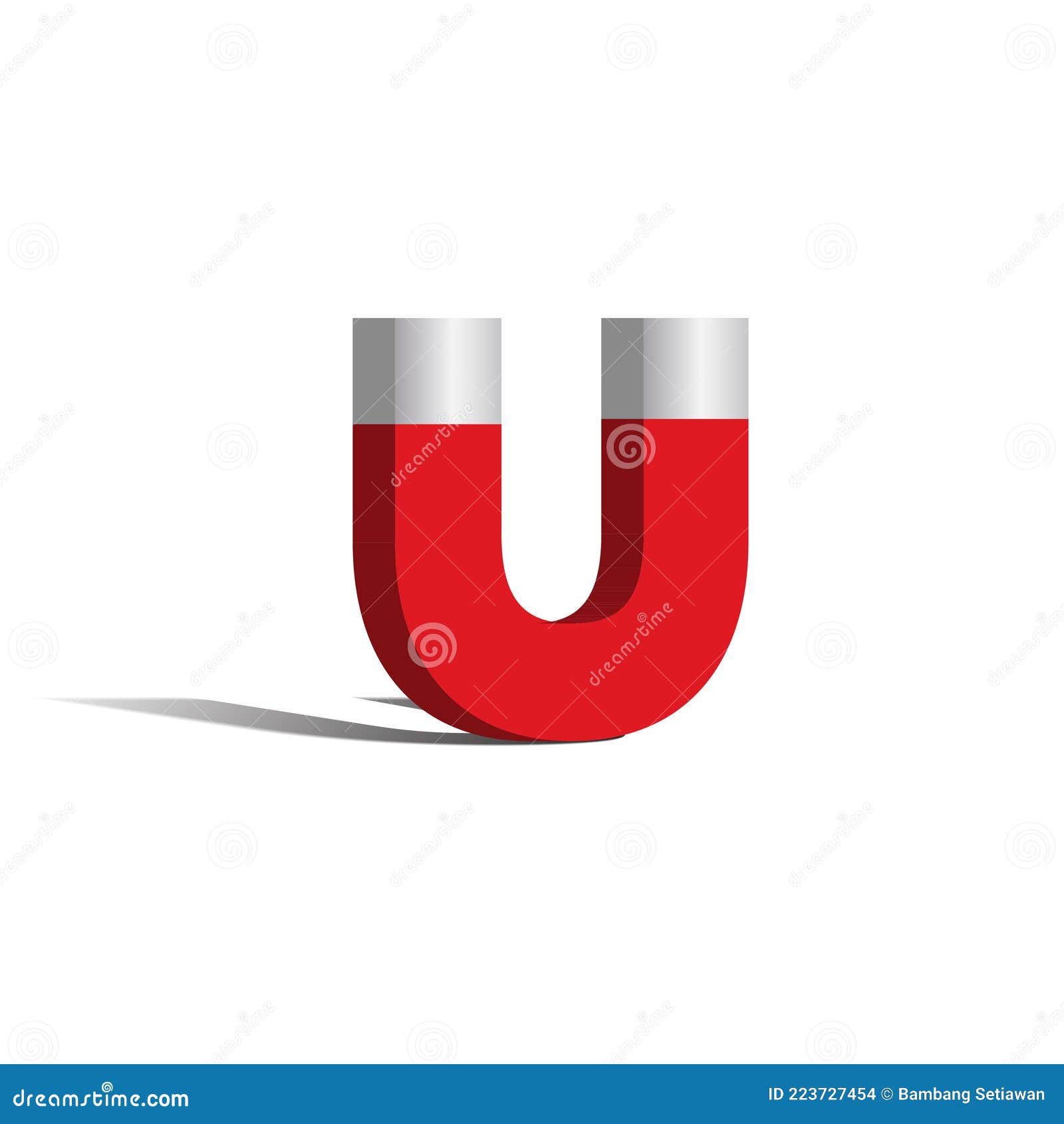 3D Vector Illustration of U Shape Magnet Isolated on White Background ...