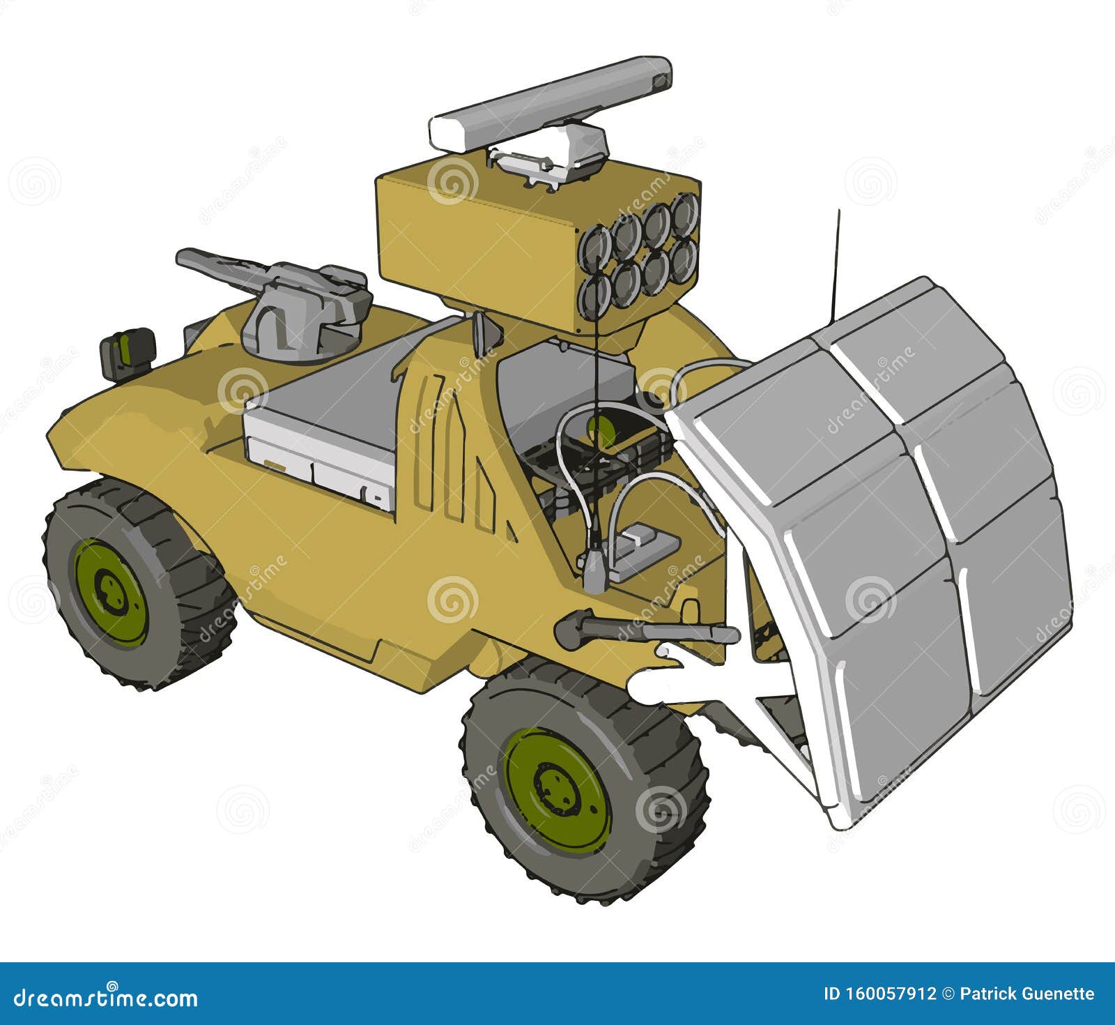 Missile Vehicle In Realistic Style. Rocket Artillery. Side, Front And ...