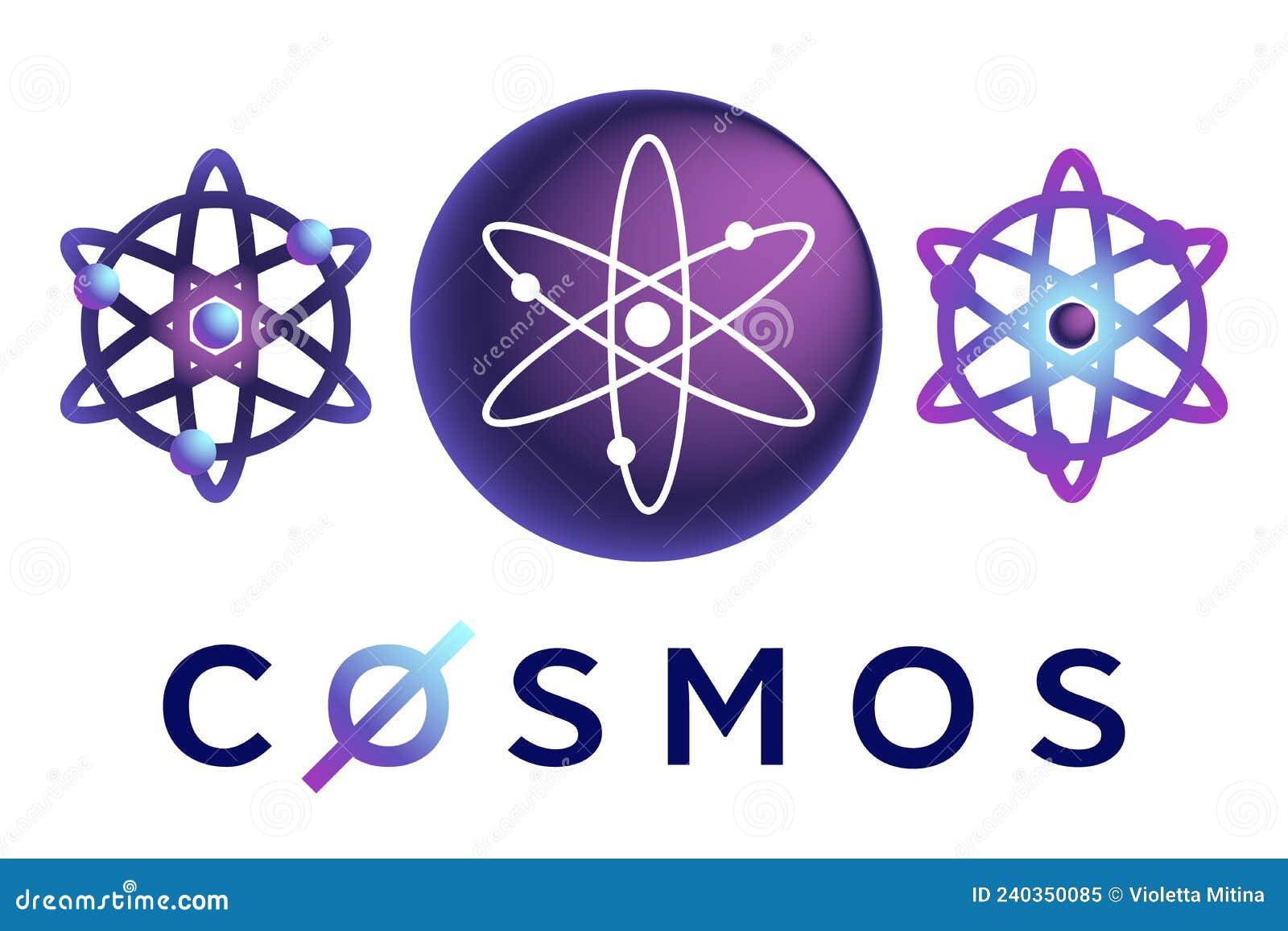 Cosmos. Cryptocurrency Logo on a White Background with Text Stock ...