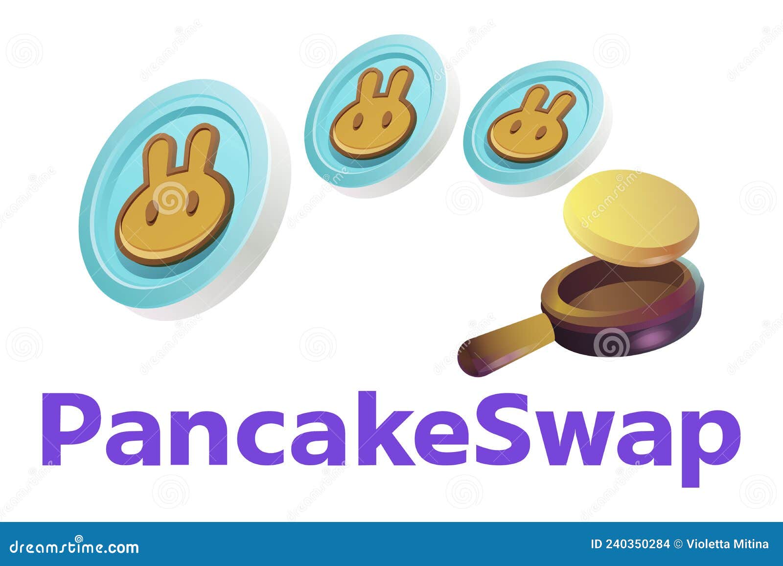 Pancake Swap. Cryptocurrency Logo On A White Background With Text Stock ...