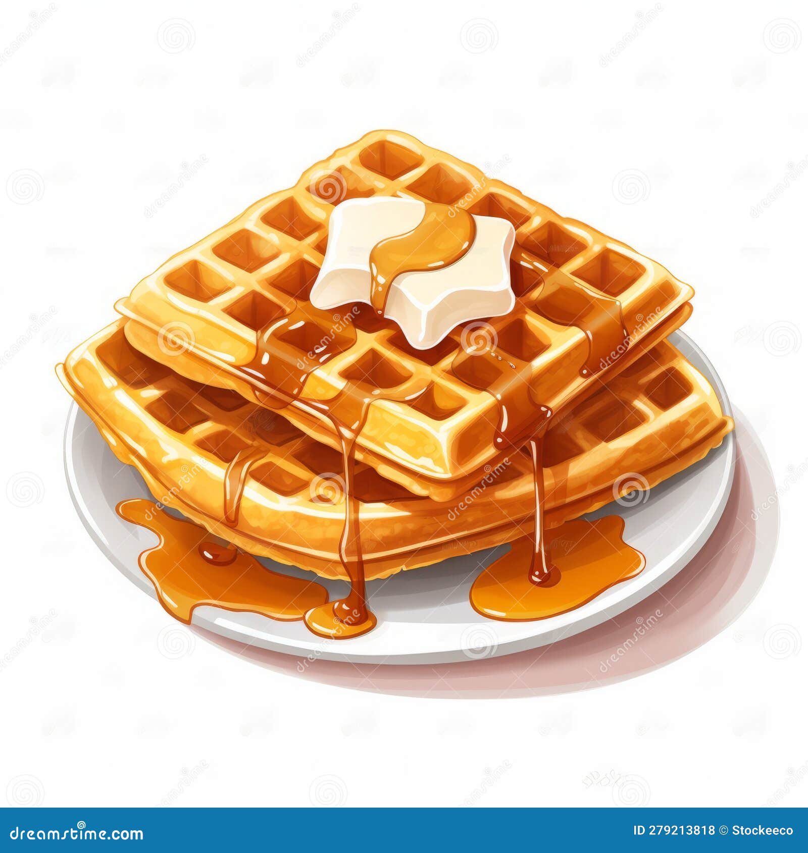 Vector Waffles on White Background Stock Illustration - Illustration of ...