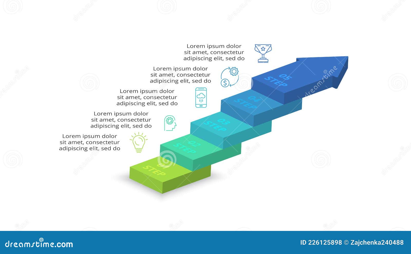 3D Vector Infographic Pyramid, or Comparison Chart with 5 Colorful ...