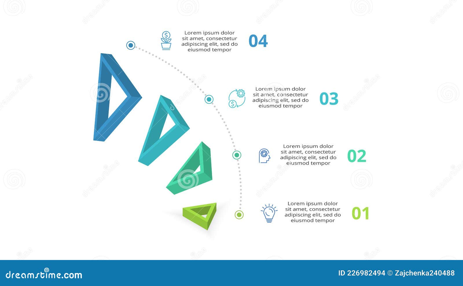3D Vector Infographic Pyramid, or Comparison Chart with 4 Colorful ...