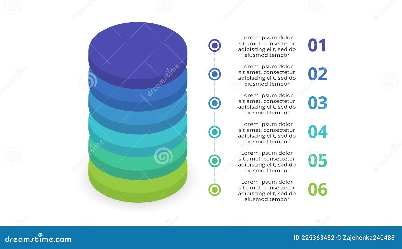 3D Vector Infographic Pyramid, or Comparison Chart with 6 Colorful ...