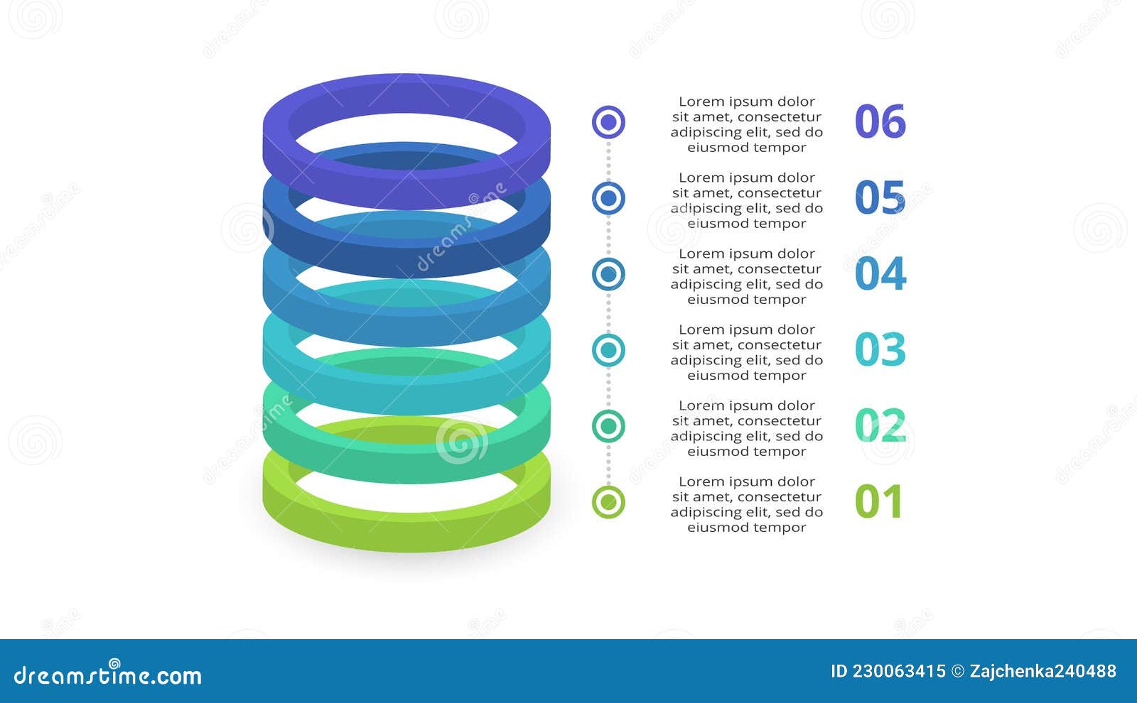 3D Vector Infographic Pyramid, or Comparison Chart with 6 Colorful ...