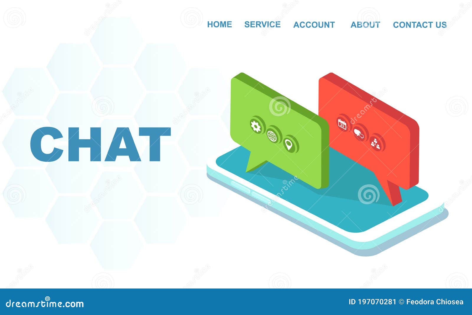 Isometric Chat App Template Whith Mobile Keyboard. Isometric Social ...