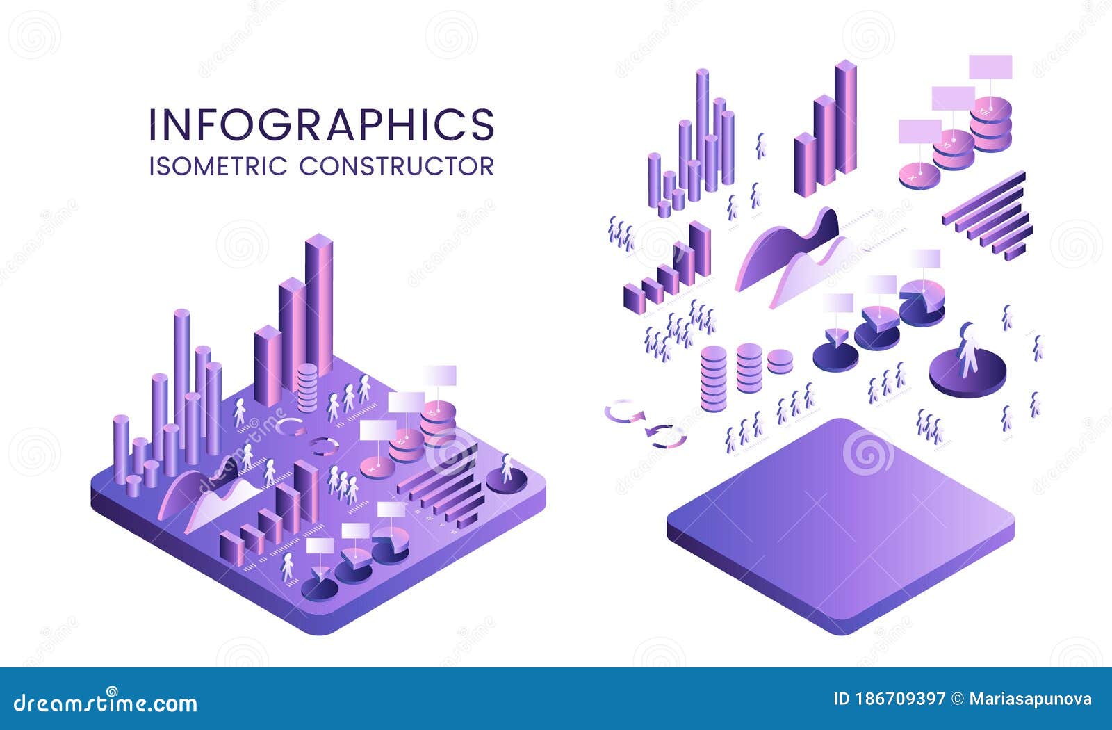 3d Vector Isometric Diagram of the Concept of Growth and Distribution ...