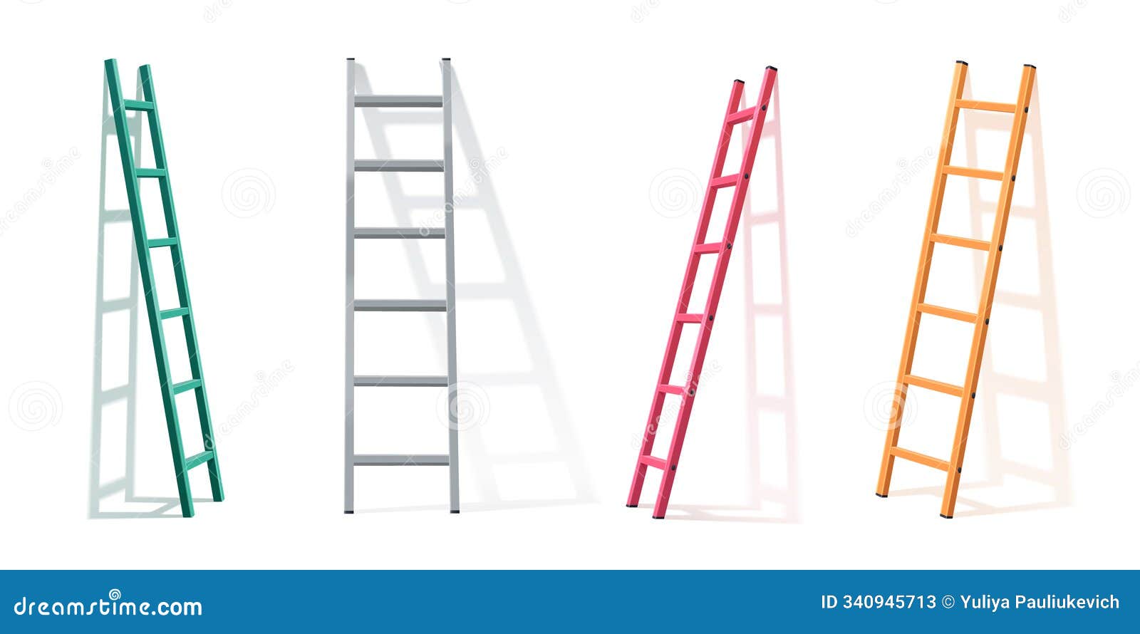 3d Vector Ladder Leaning on White Wall Stock Illustration ...