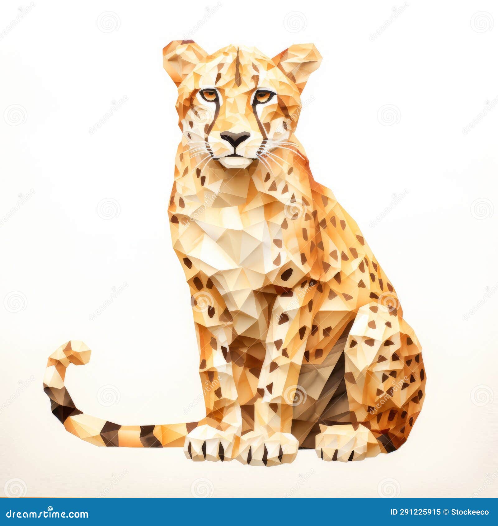 3d Vector Low Poly Cheetah Illustration in Collage Style Stock ...