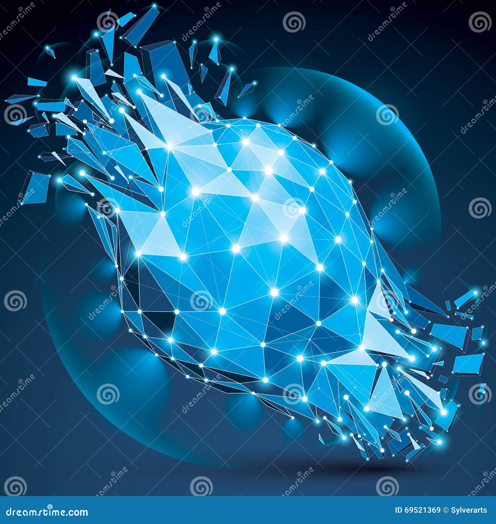 3d Vector Low Poly Complicated Object with Sparkles and Lens Cir Stock ...