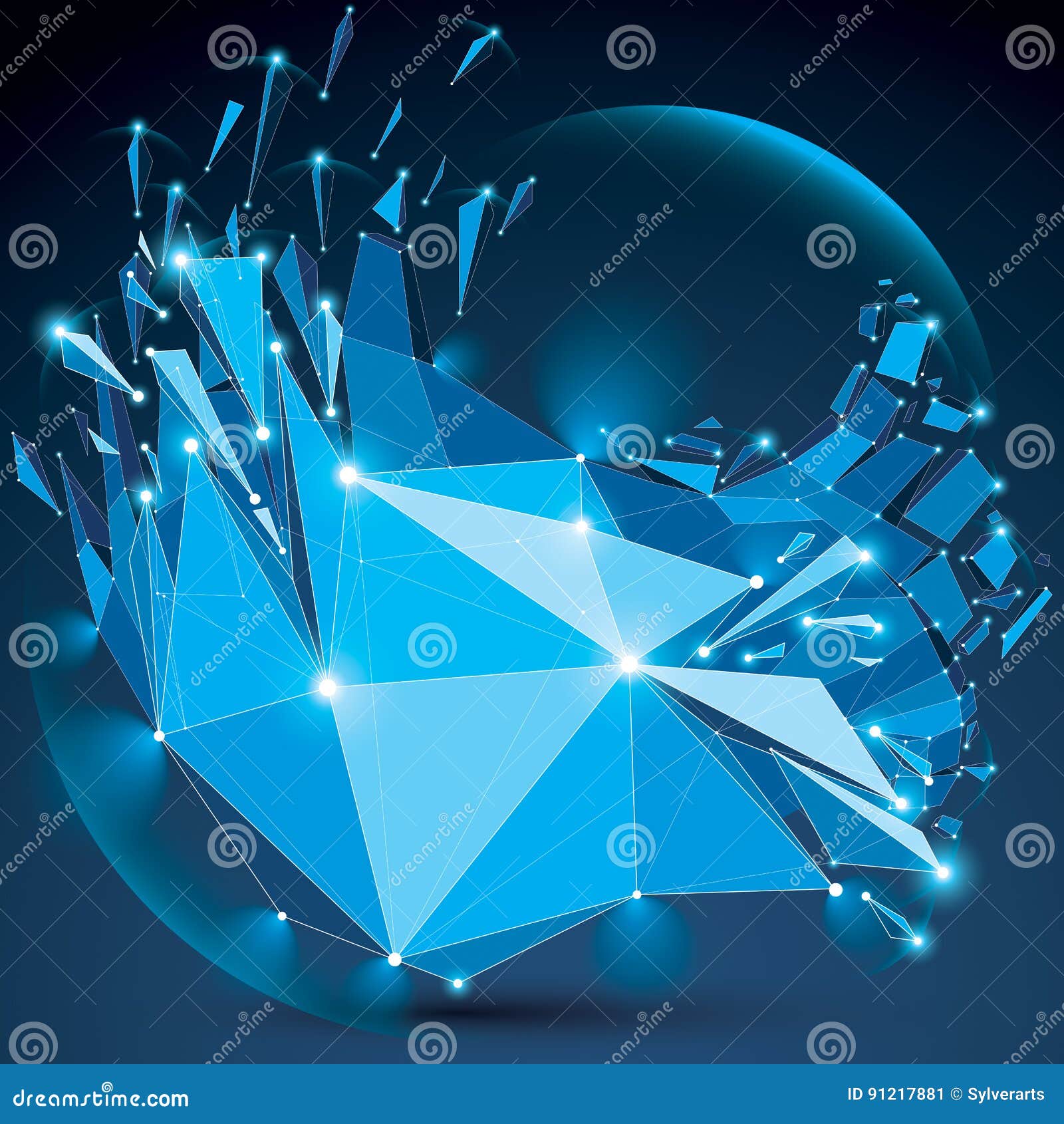 3d Vector Low Poly Complicated Object with Sparkles and Lens Cir Stock ...