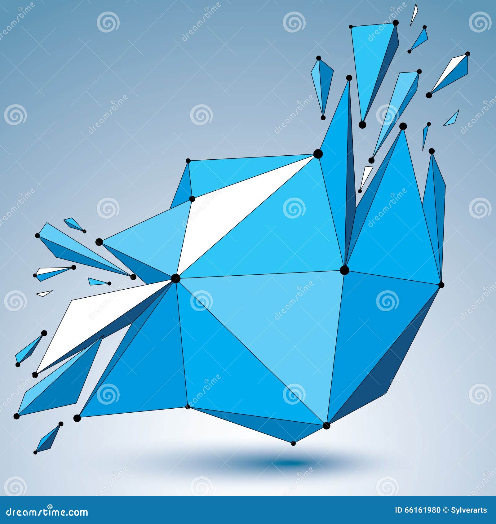 3d Vector Low Poly Deformed Object with Connected Black and Whit Stock ...