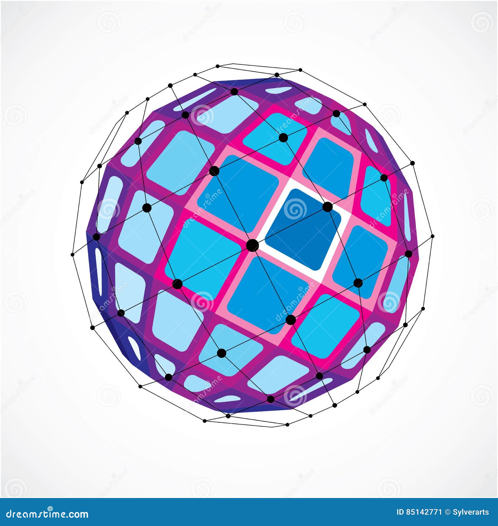 3d Vector Low Poly Spherical Object with Black Connected Lines a Stock ...