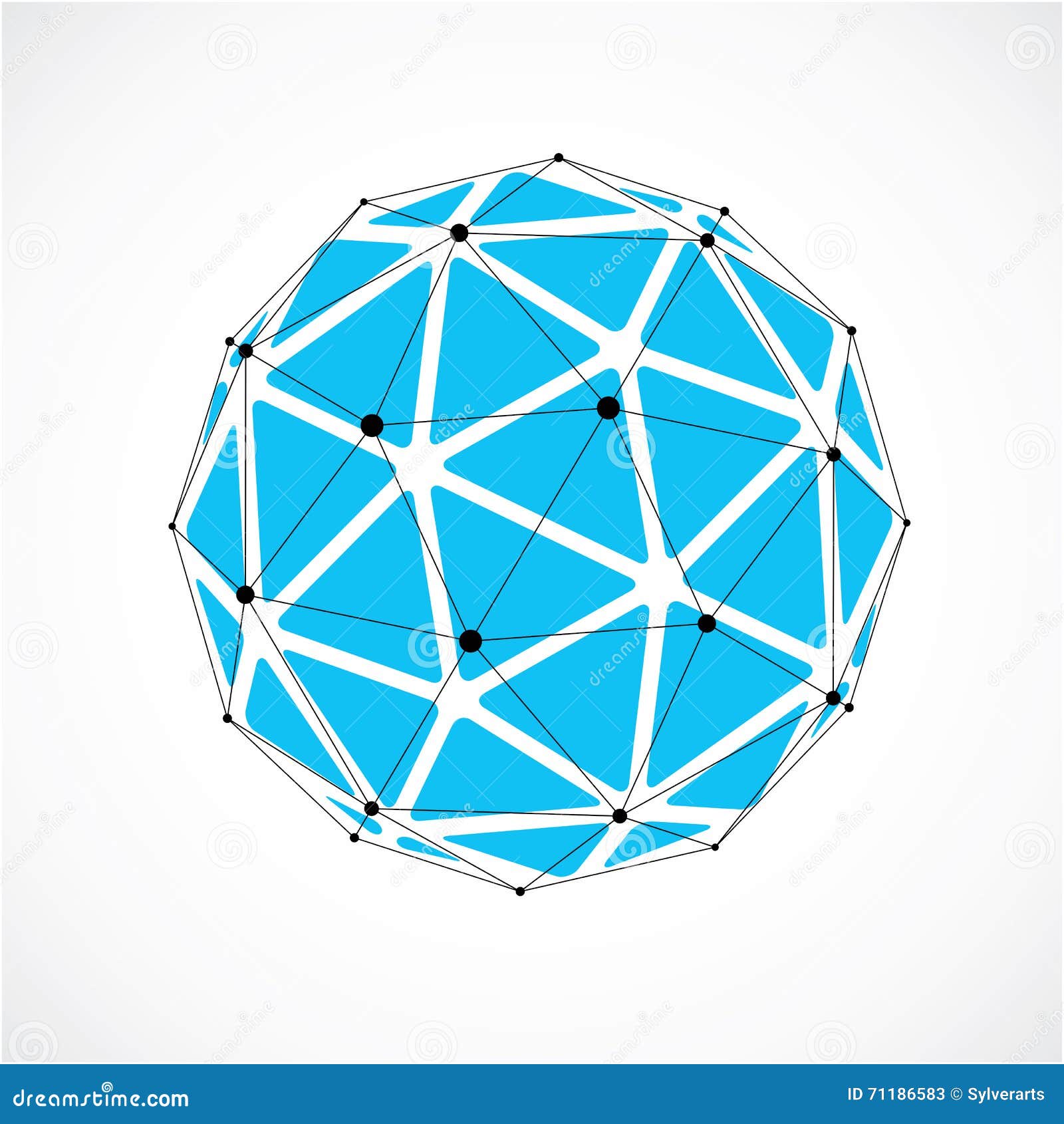 3d Vector Low Poly Spherical Object with Black Connected Lines a Stock ...