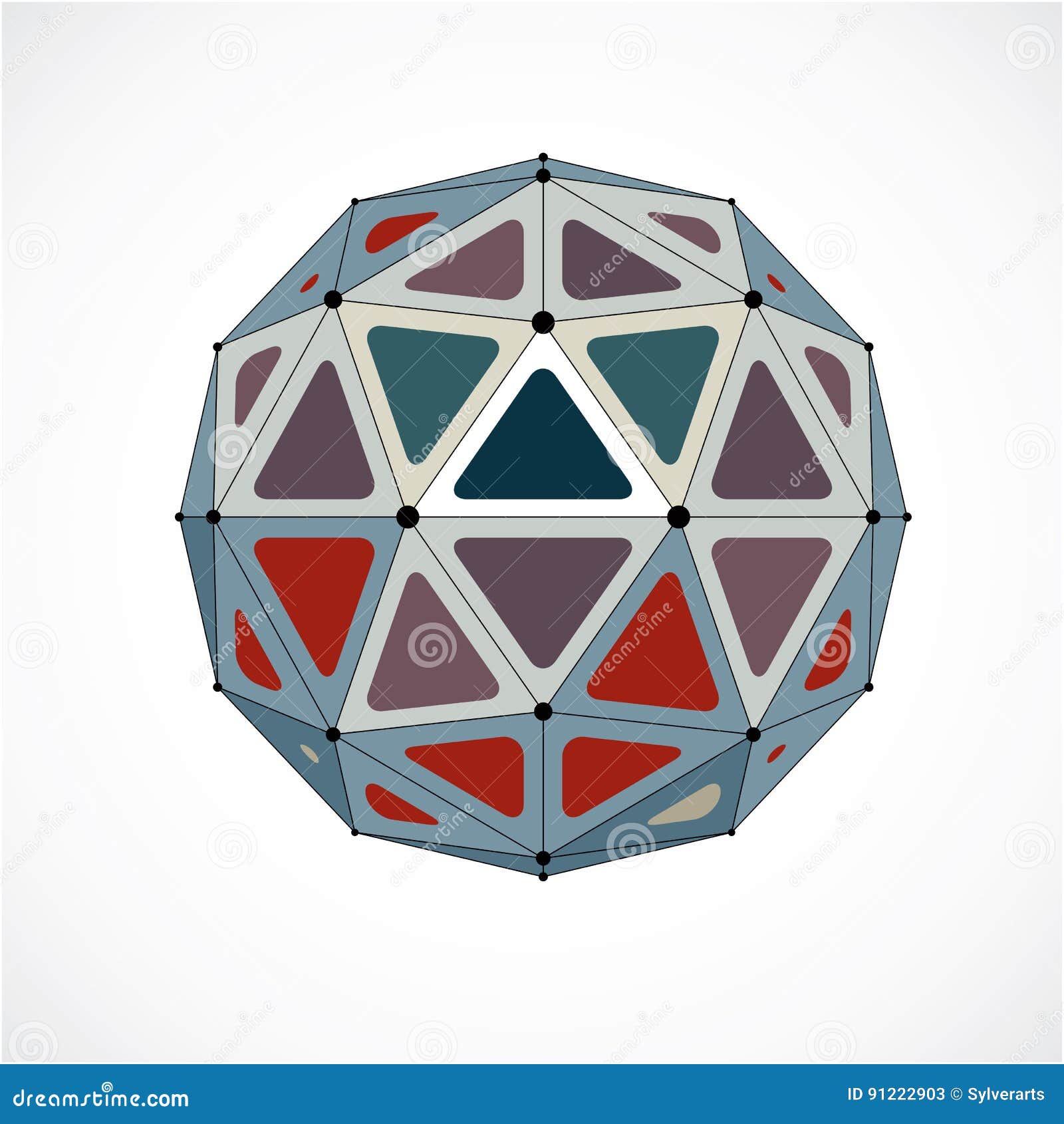3d Vector Low Poly Spherical Object with Black Connected Lines a Stock ...