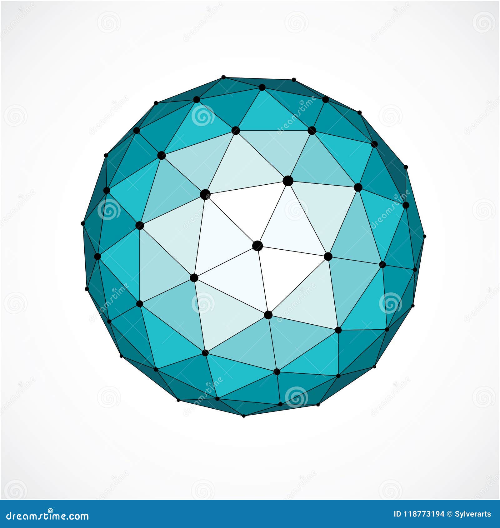 3d Vector Low Poly Spherical Object with Black Connected Lines a Stock ...