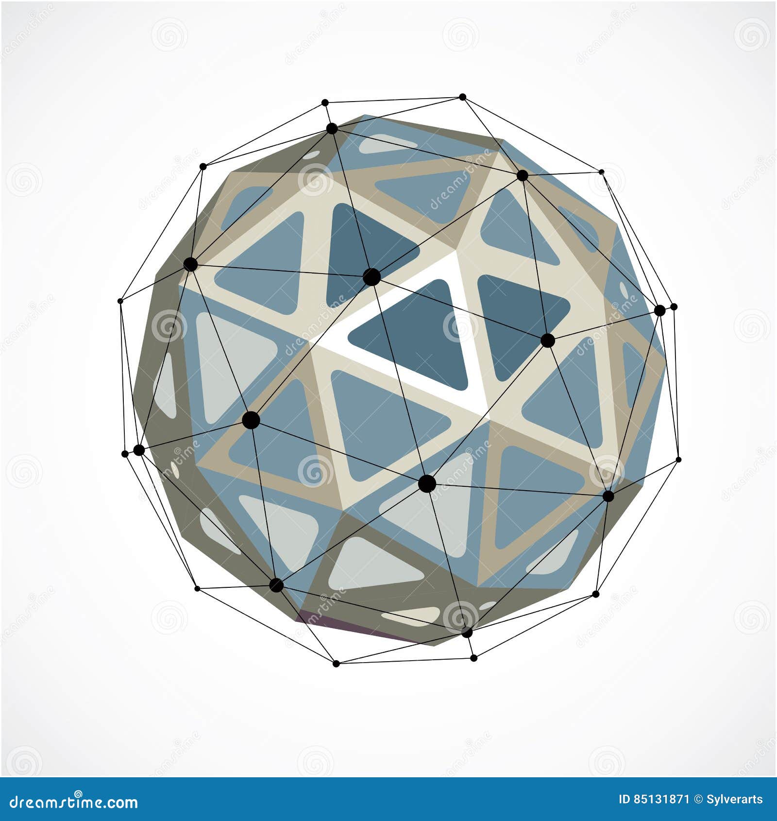 3d Vector Low Poly Spherical Object with Black Connected Lines a Stock ...