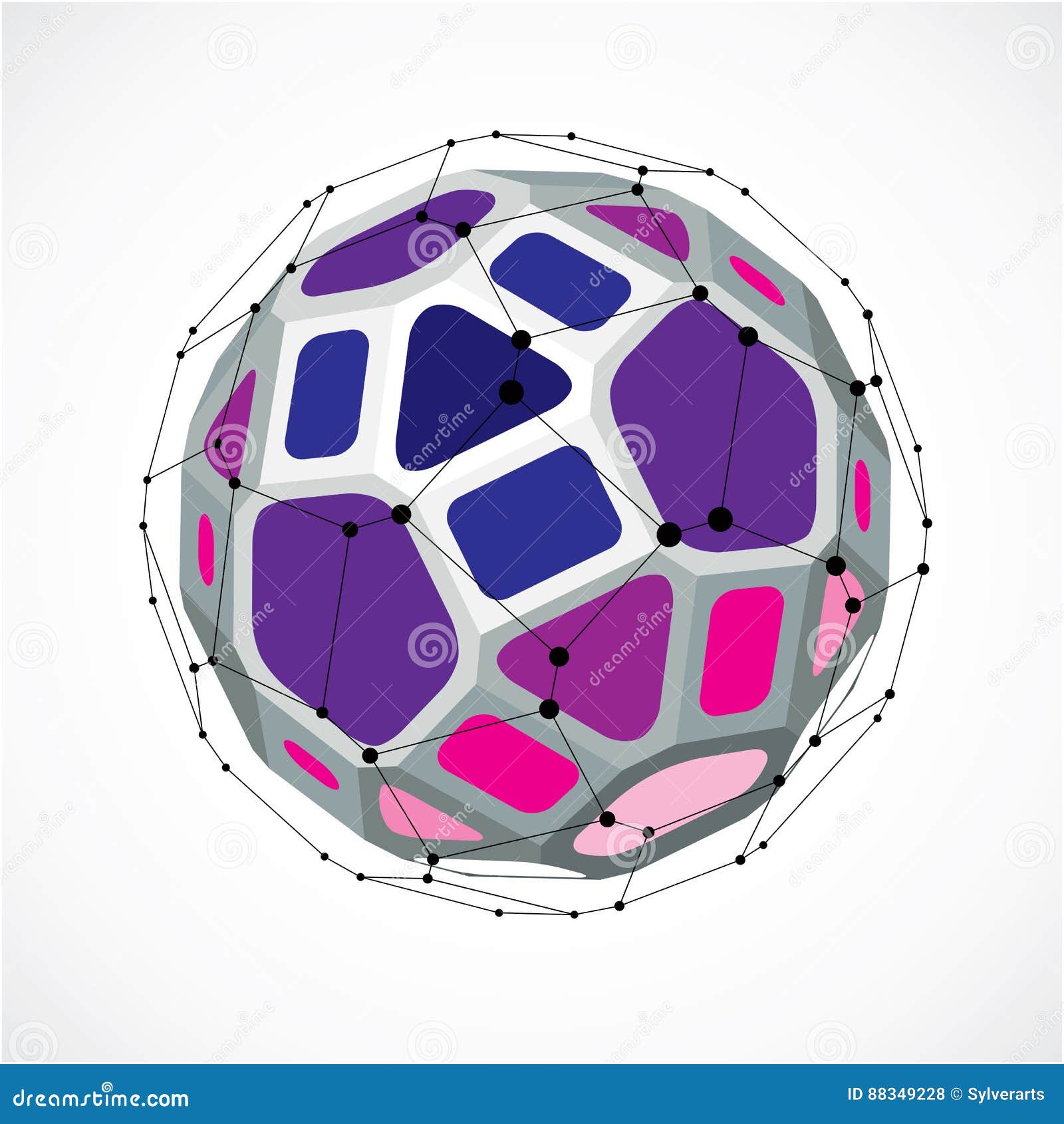 3d Vector Low Poly Spherical Object with Black Connected Lines a Stock ...