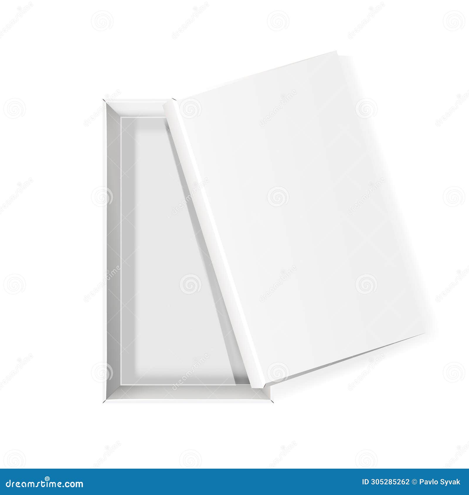 3d Vector Mockup Featuring Top View of White Open Ajar Carton Box ...