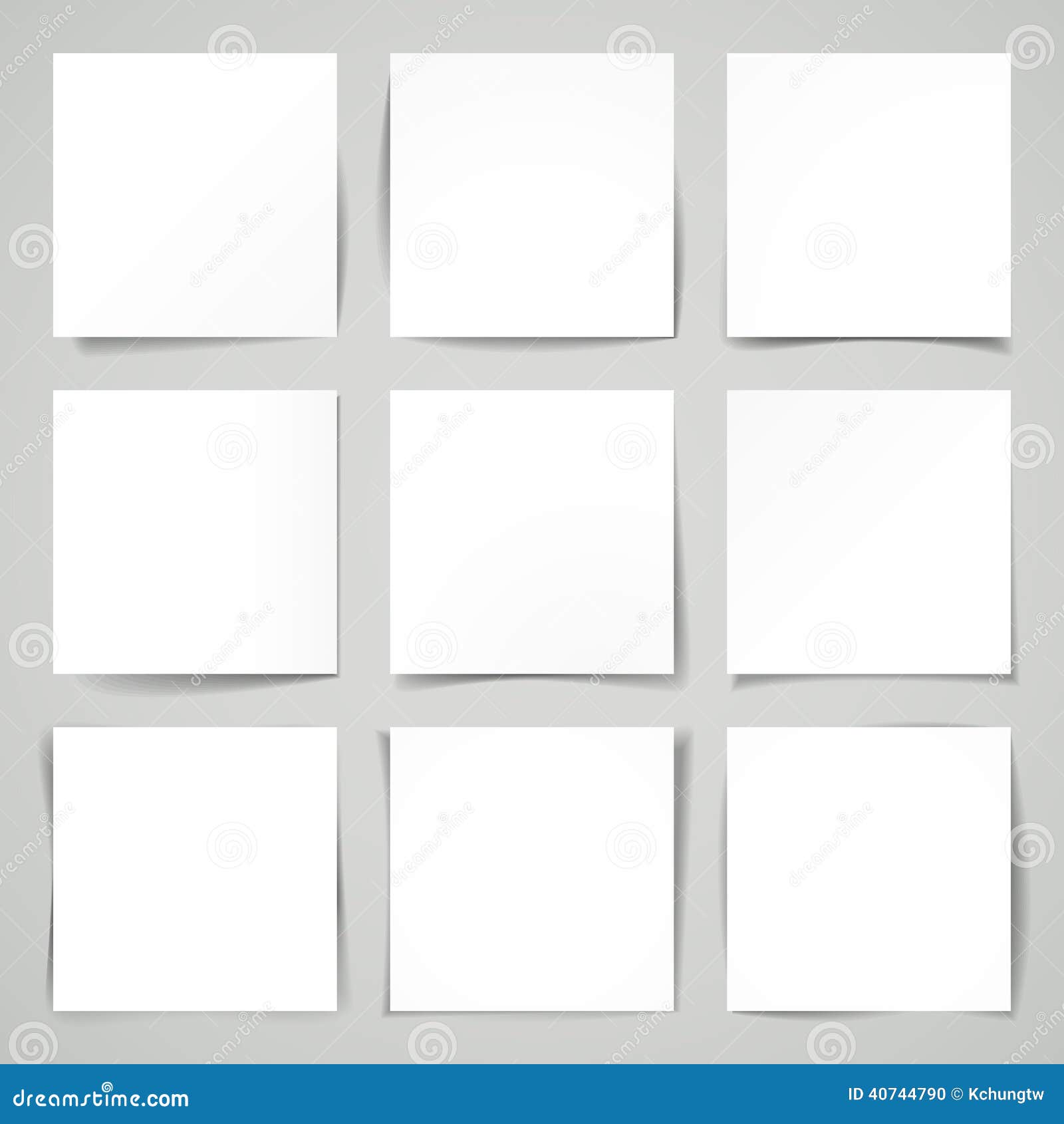 3d Vector Nine Squares Of Blank Paper Stock Vector - Image: 40744790