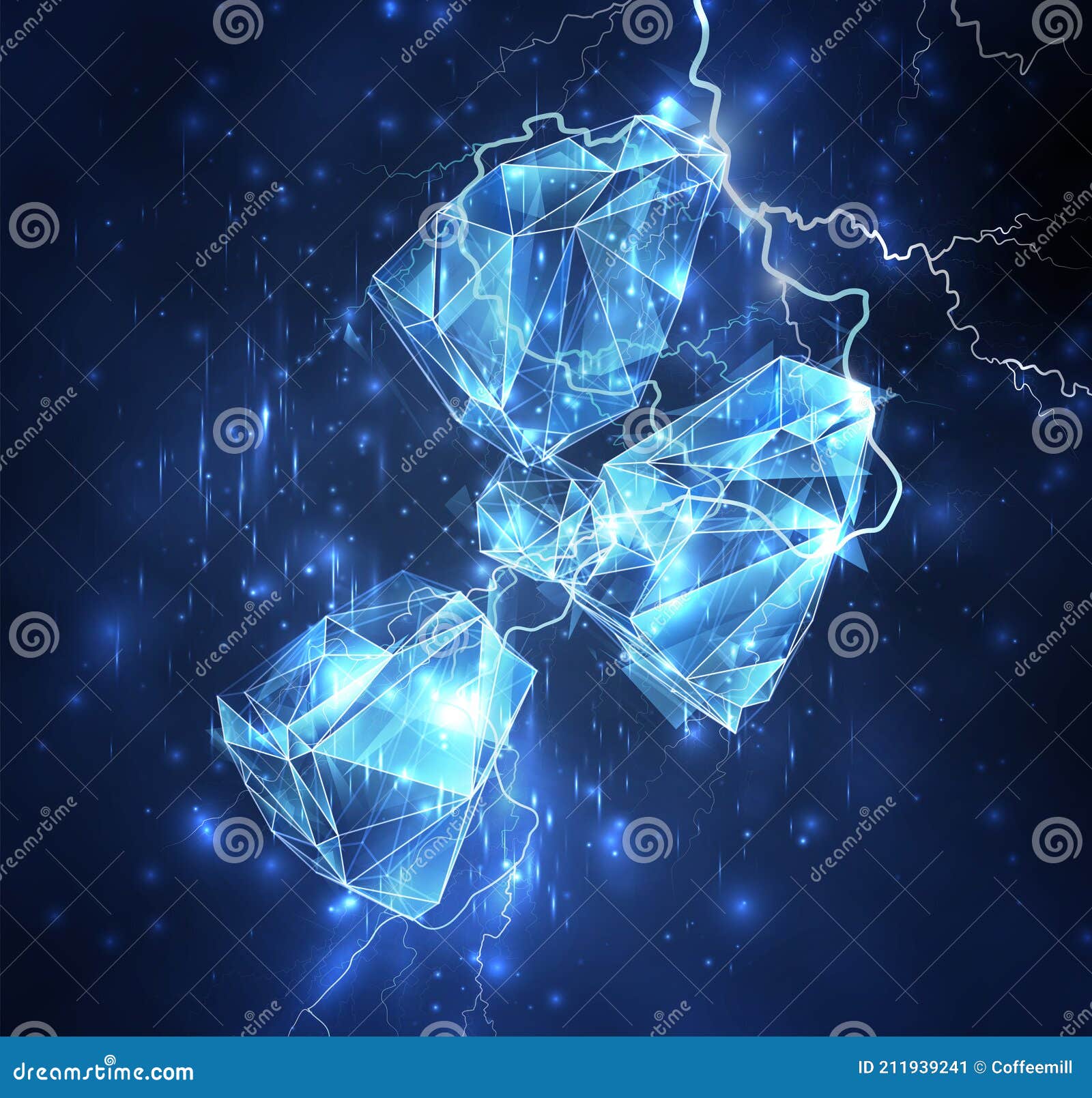3d Vector Object on a Background of Blue Sky. Lightning and Thunder ...