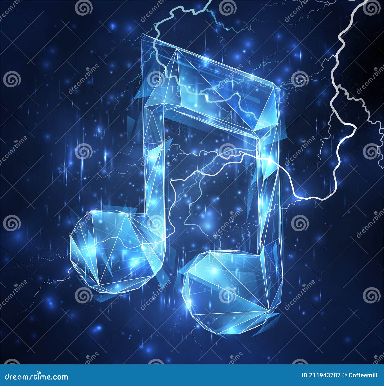 3d Vector Object on a Background of Blue Sky. Lightning and Thunder ...