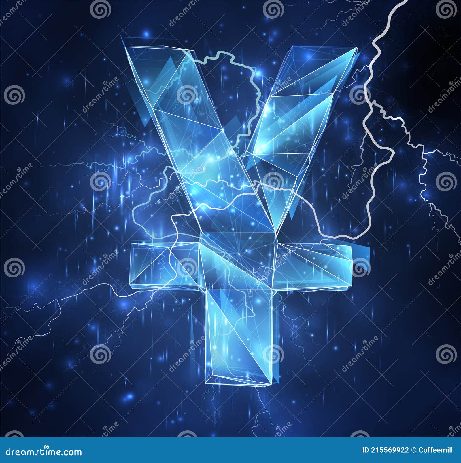 3d Vector Object on a Background of Blue Sky. Lightning and Thunder ...