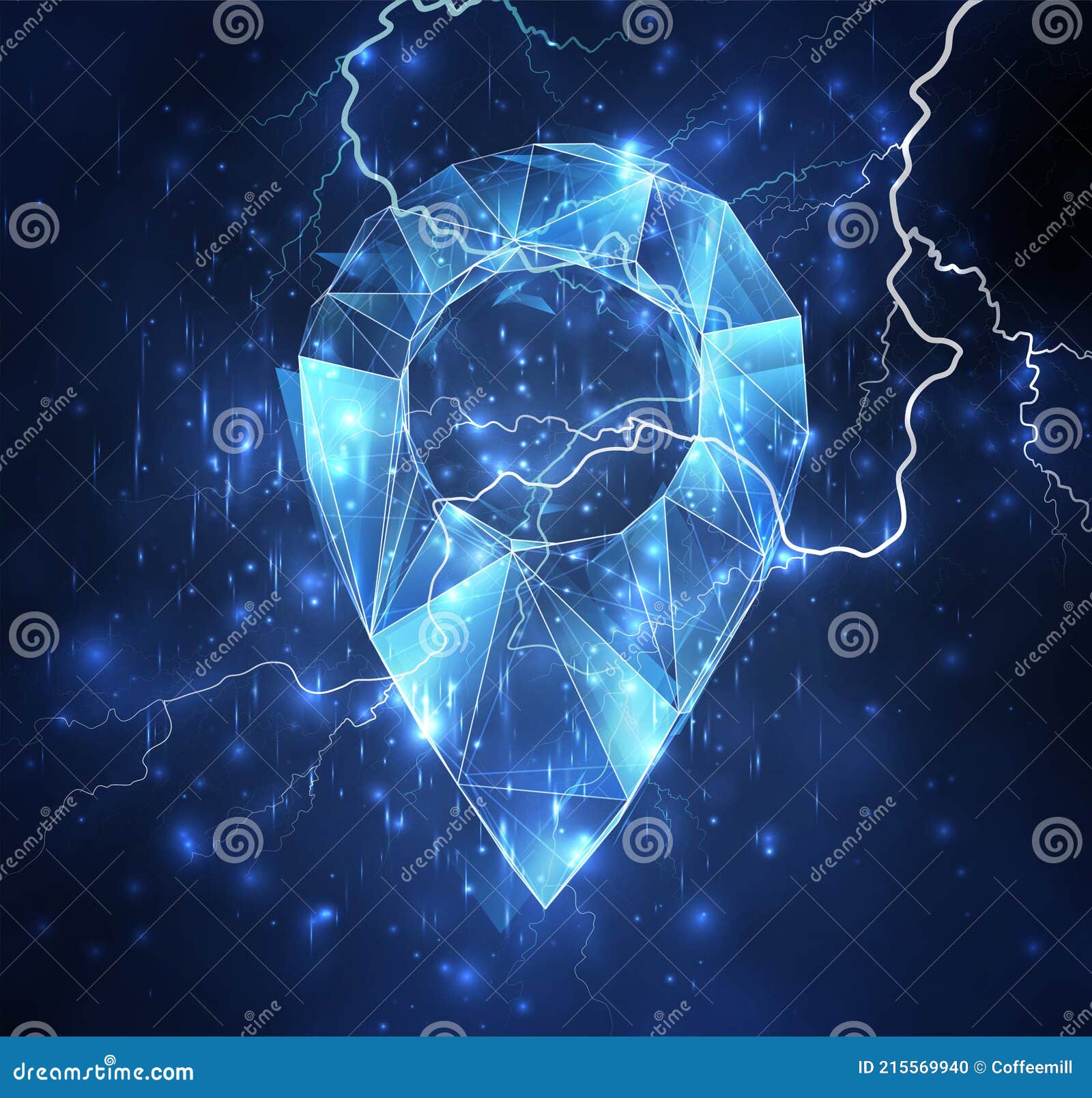 3d Vector Object on a Background of Blue Sky. Lightning and Thunder ...