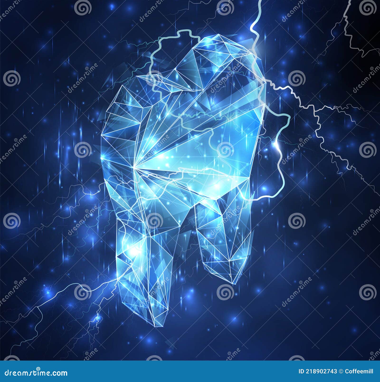 3d Vector Object on a Background of Blue Sky. Lightning and Thunder ...