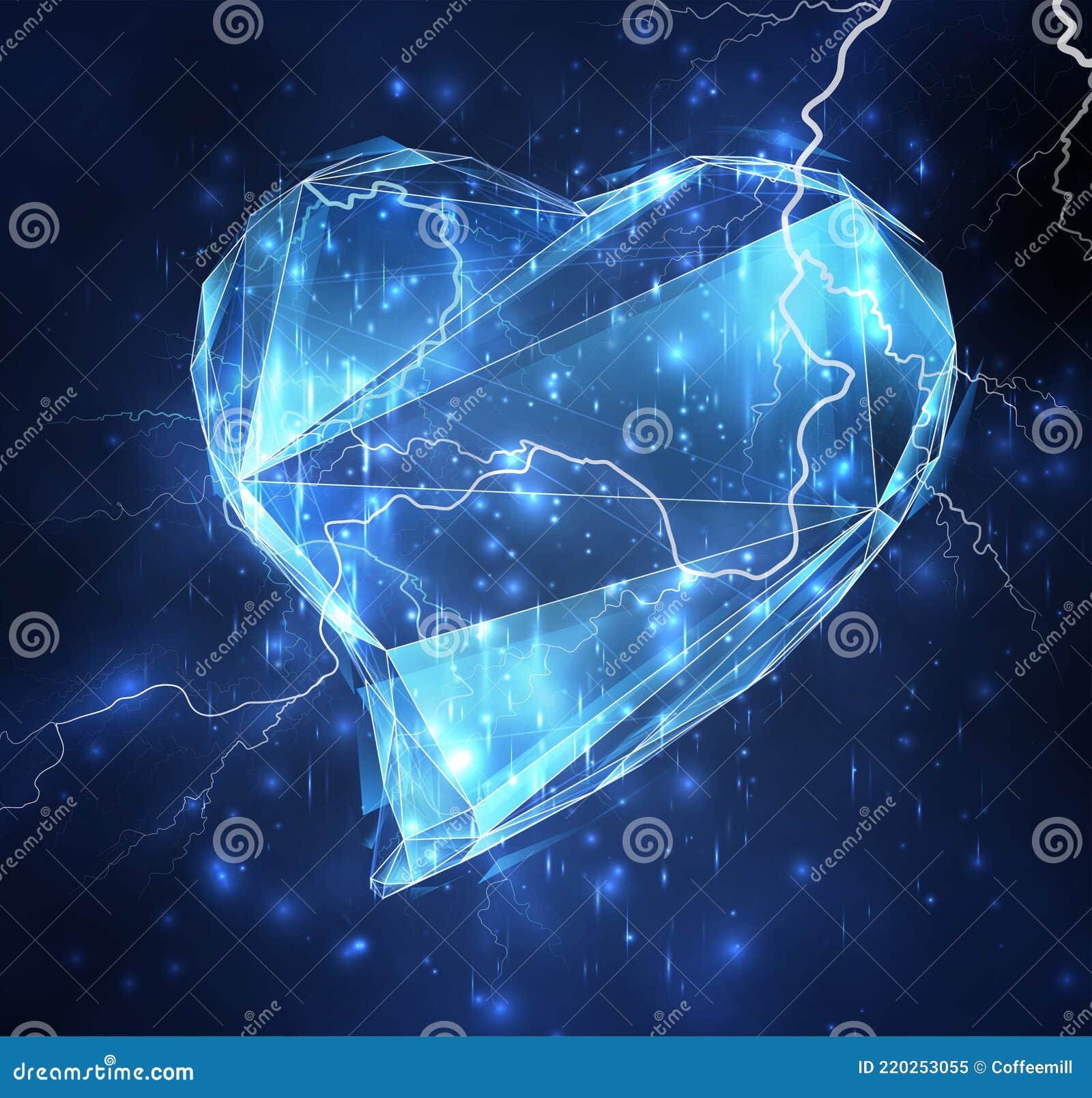 3d Vector Object on a Background of Blue Sky. Lightning and Thunder ...