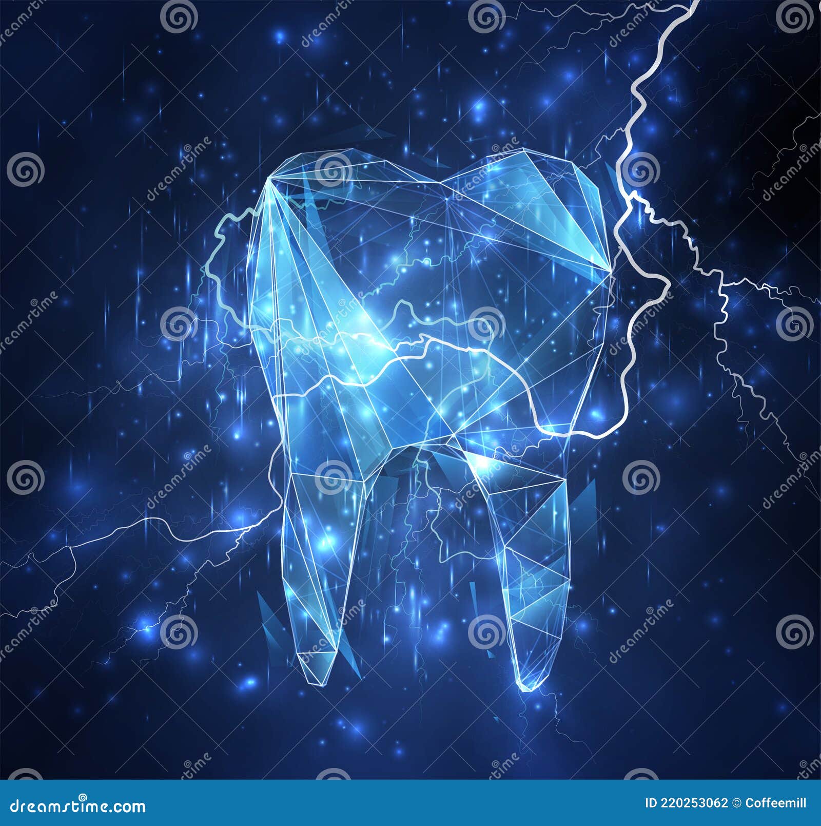 3d Vector Object on a Background of Blue Sky. Lightning and Thunder ...