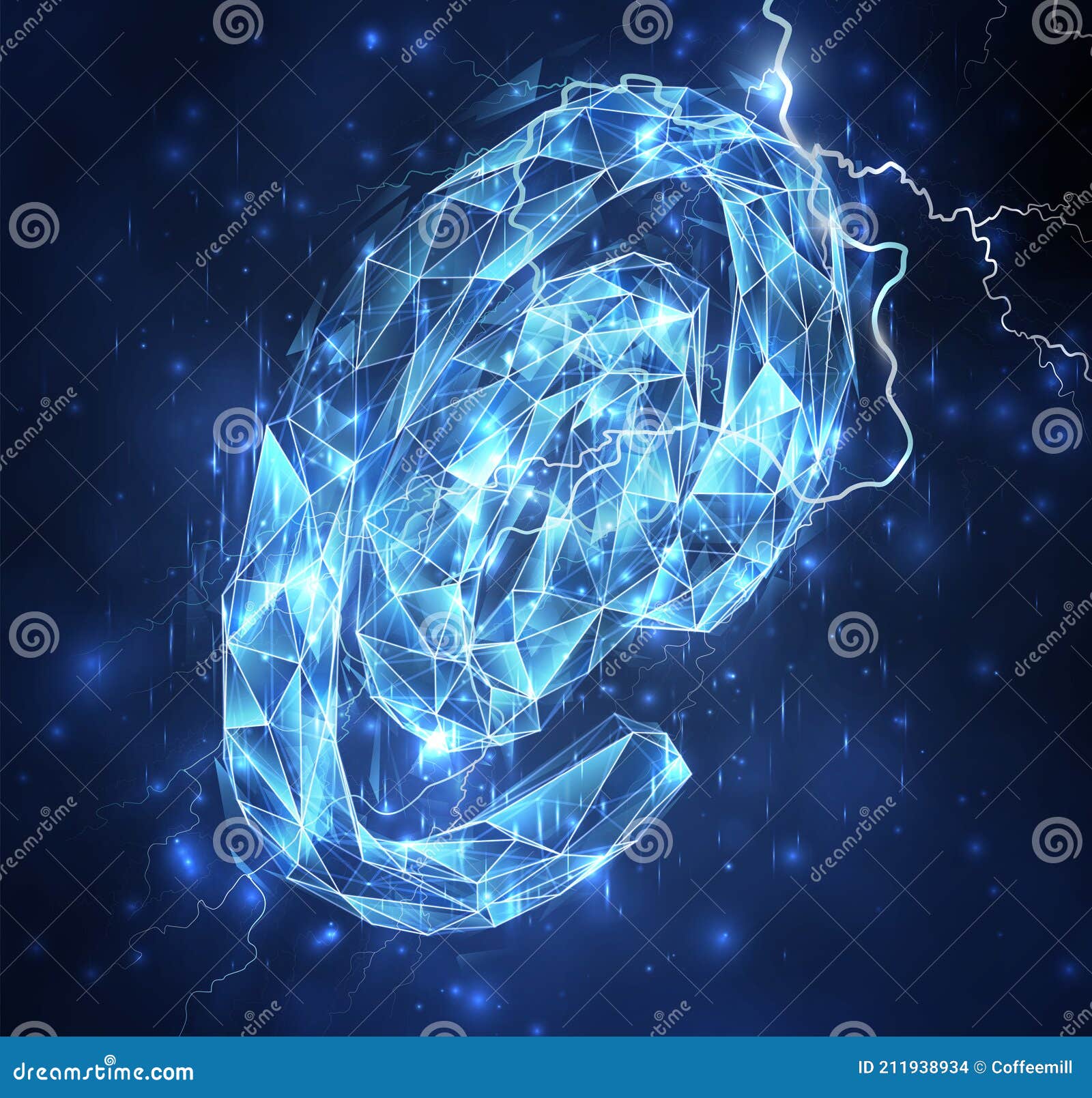 3d Vector Object on a Background of Blue Sky. Lightning and Thunder ...