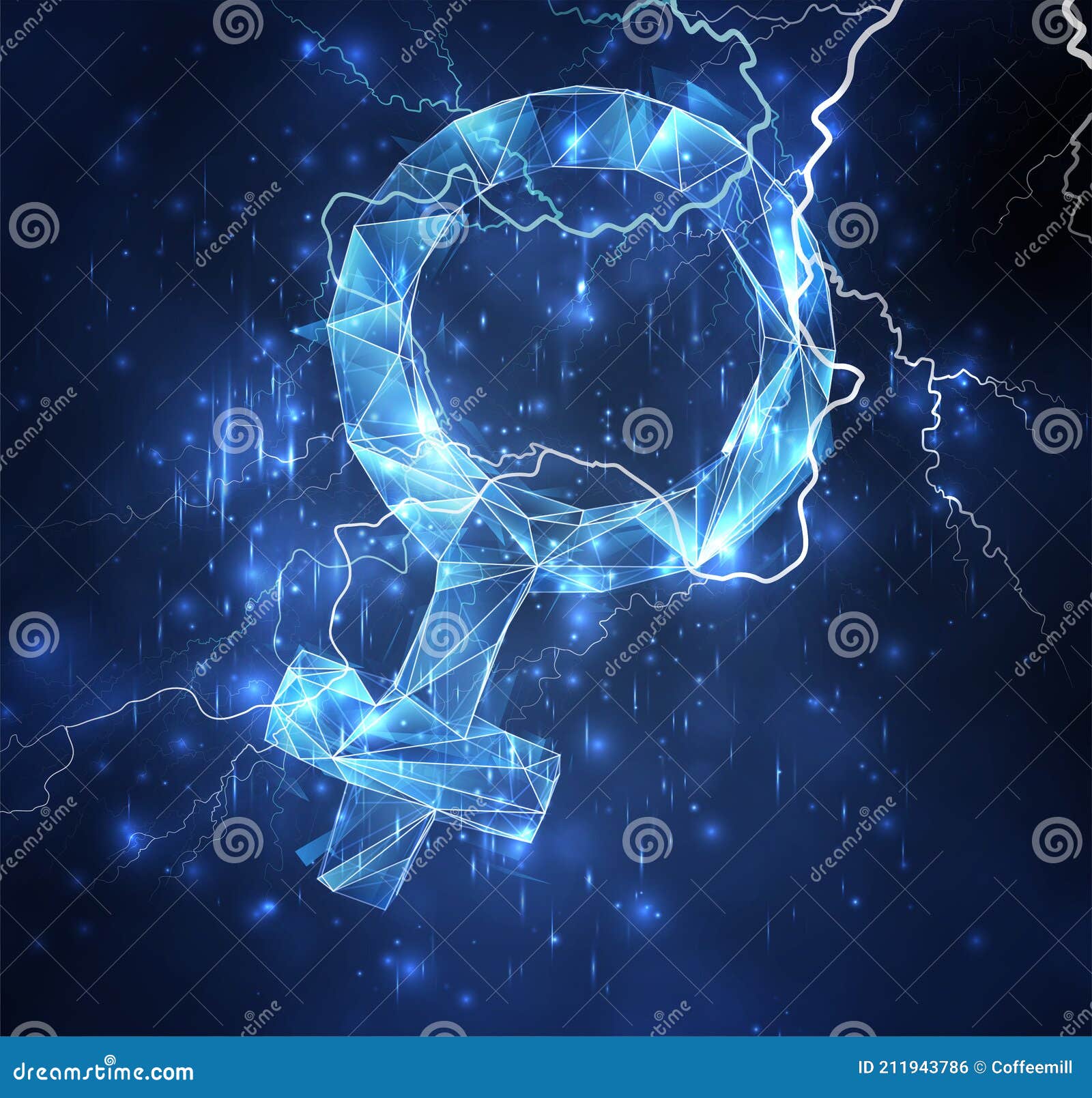 3d Vector Object on a Background of Blue Sky. Lightning and Thunder ...