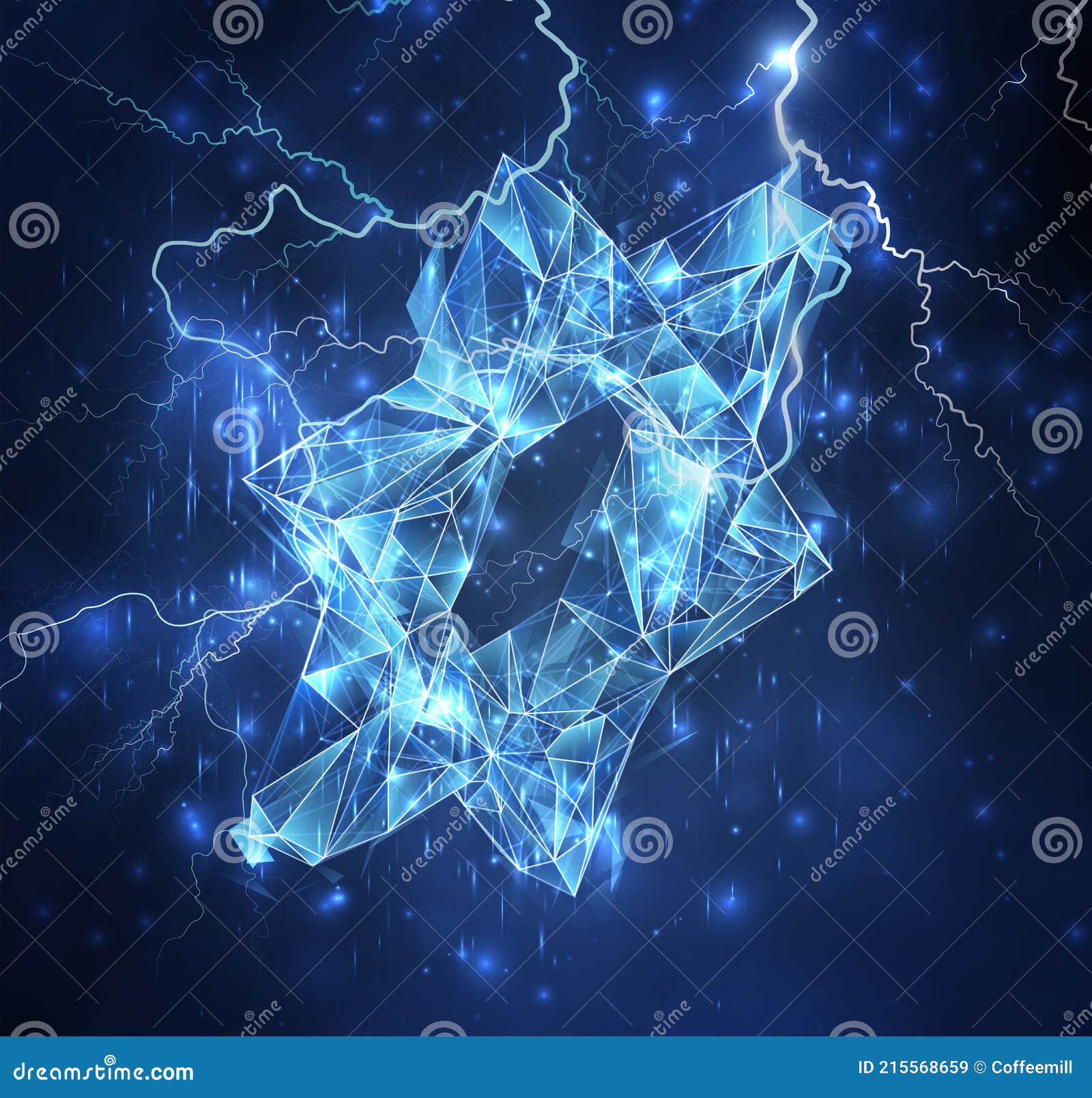 3d Vector Object on a Background of Blue Sky. Lightning and Thunder ...