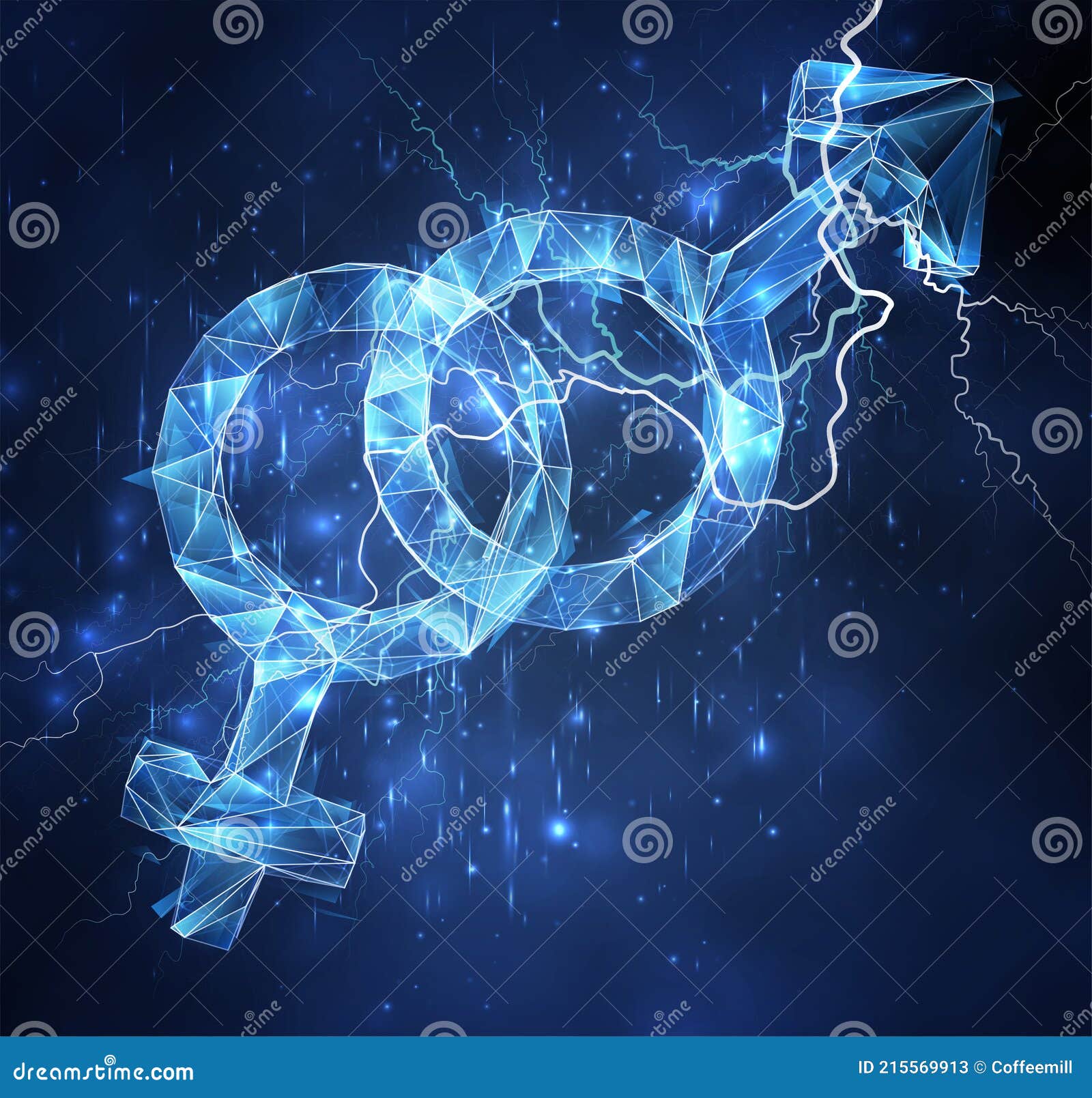 3d Vector Object on a Background of Blue Sky. Lightning and Thunder ...