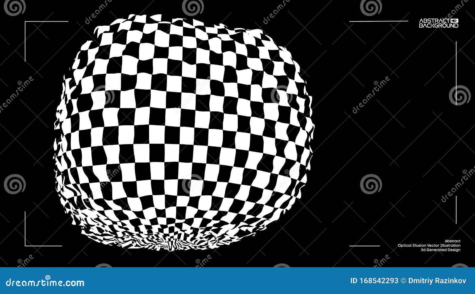 3D Vector Optical Illusion. Distorted Box with Checker Texture Stock ...