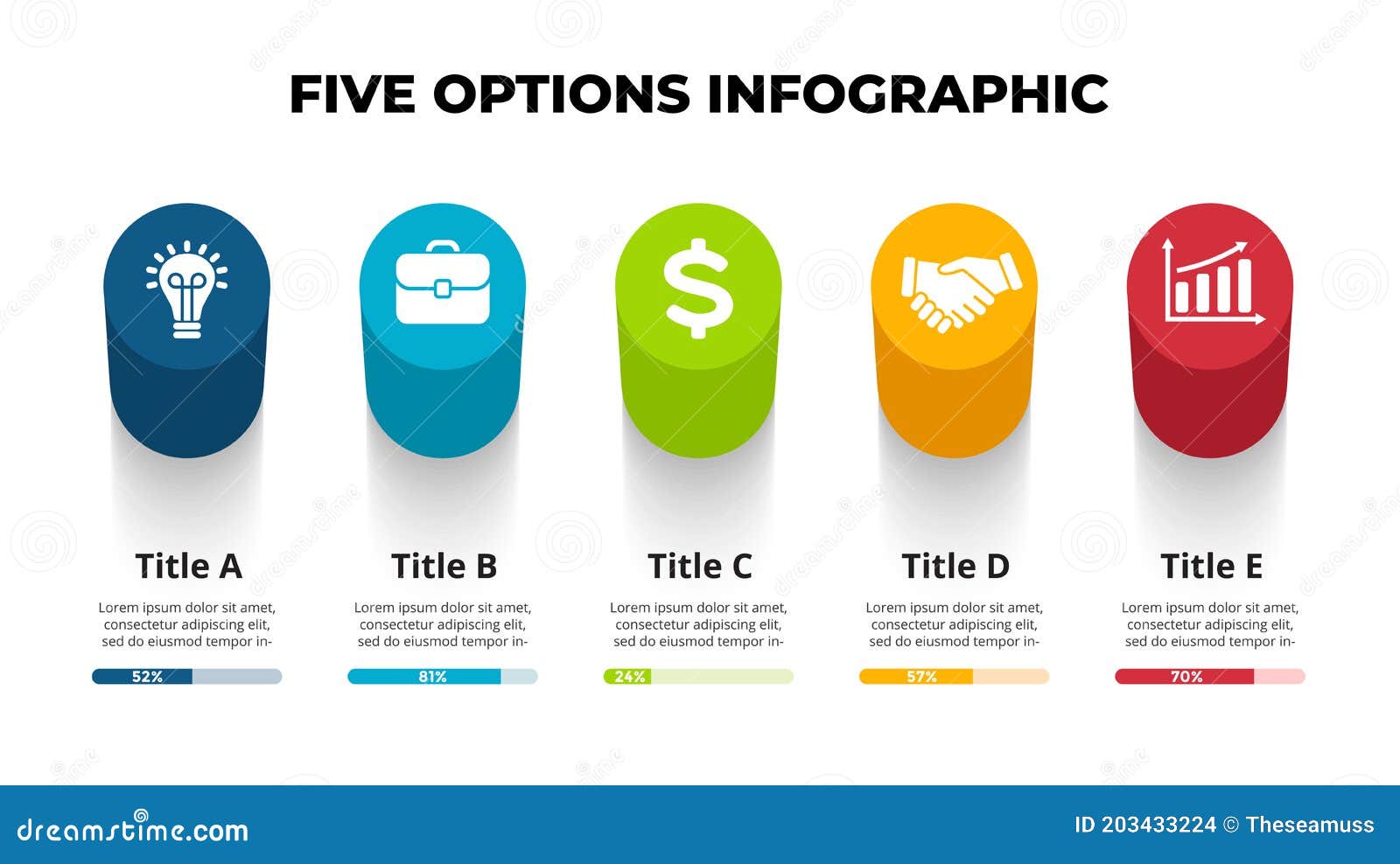 3D Vector Perspective Infographic. Presentation Slide Template. 5 Step ...