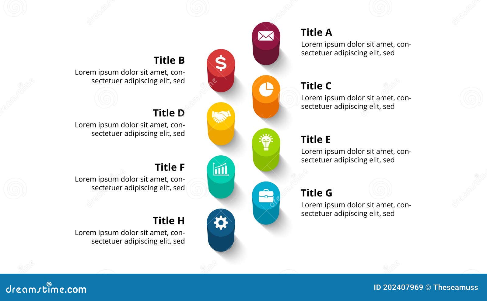 3D Vector Perspective Infographic. Presentation Slide Template. 8 Step ...