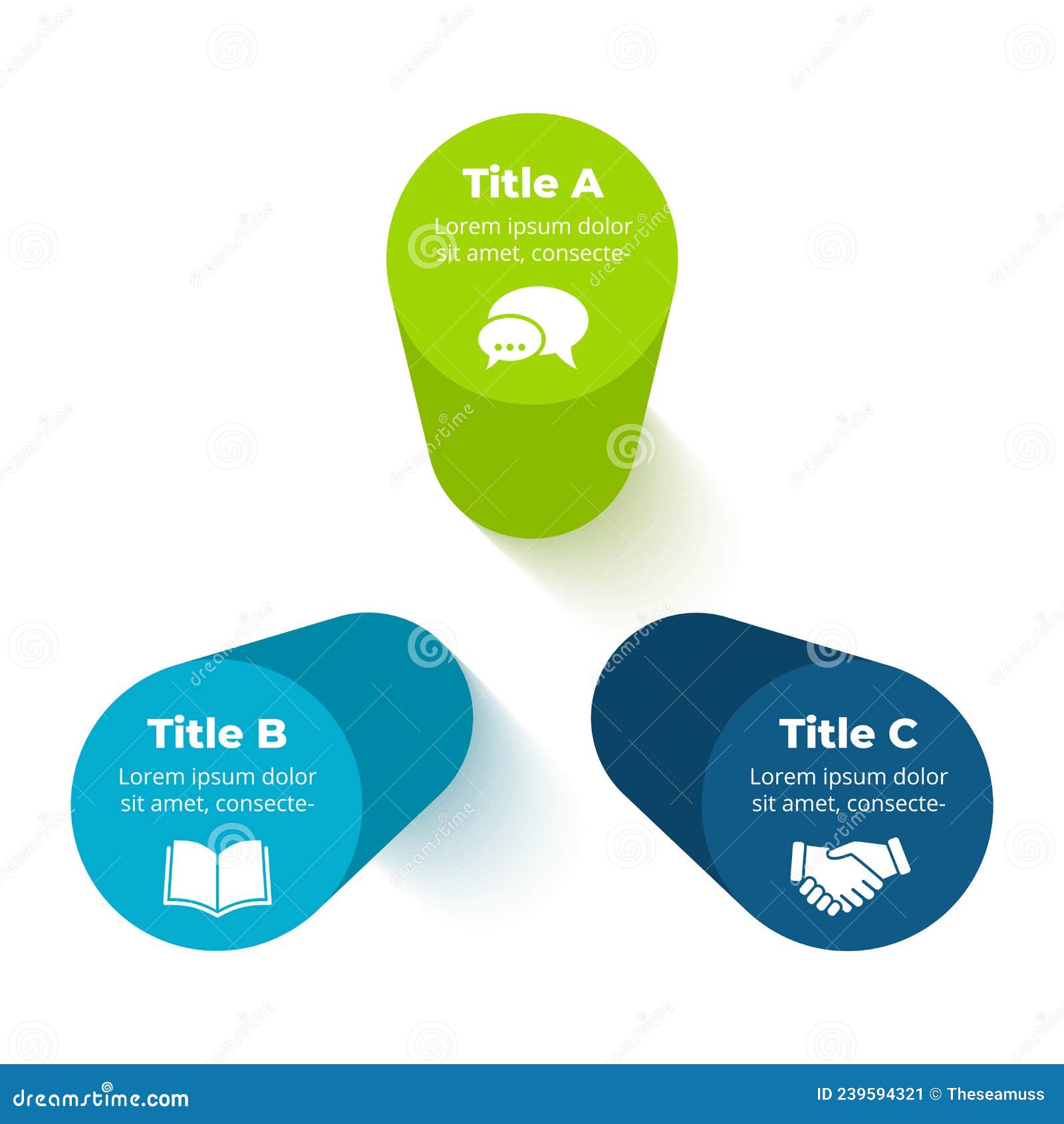 3D Vector Perspective Infographic. Presentation Slide Template. 3 Step ...