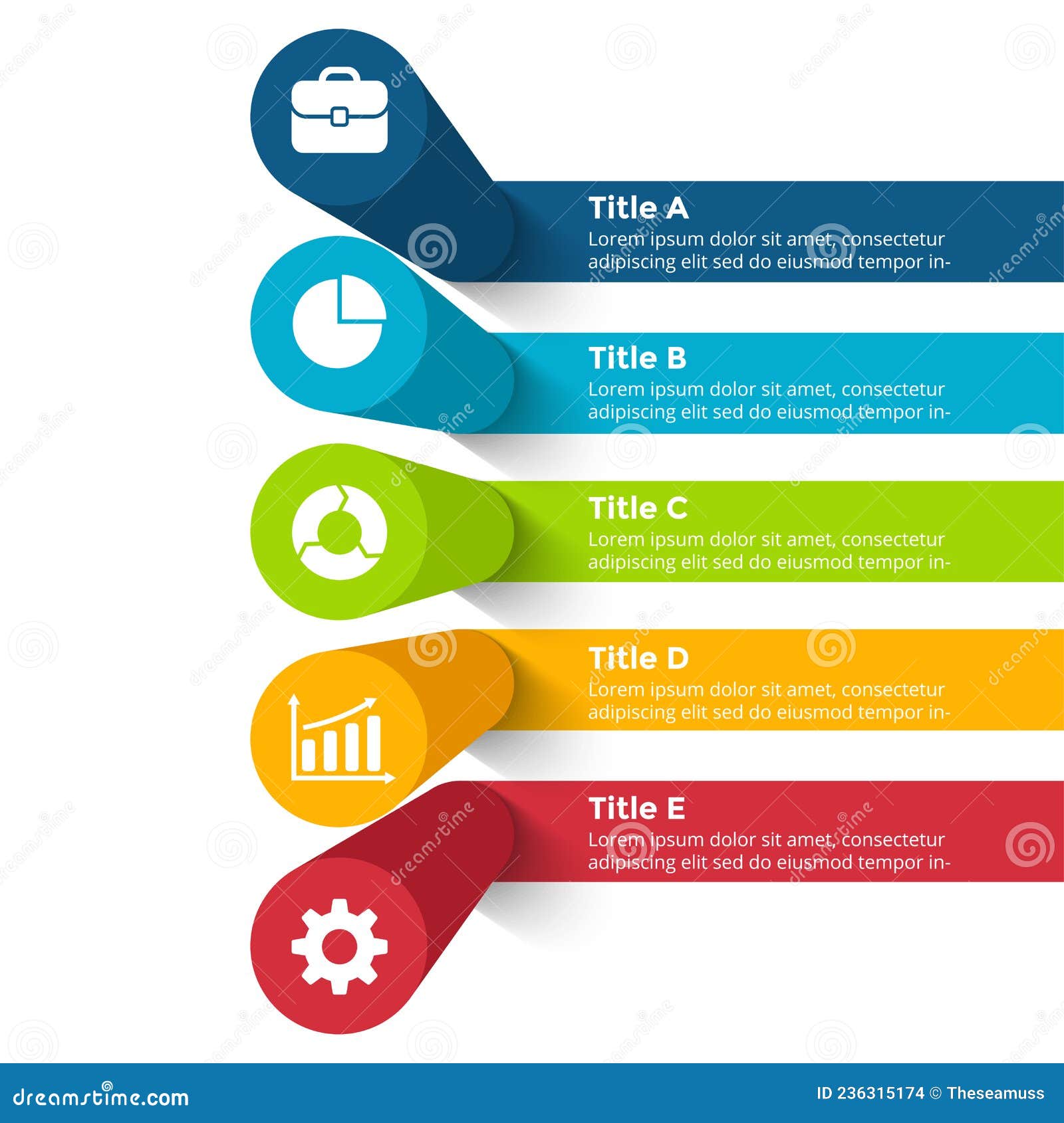 3D Vector Perspective Infographic. Presentation Template. 5 Step ...