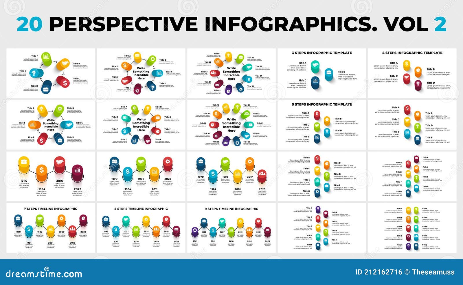3D Vector Perspective Infographics Pack. Presentation Slide Template ...