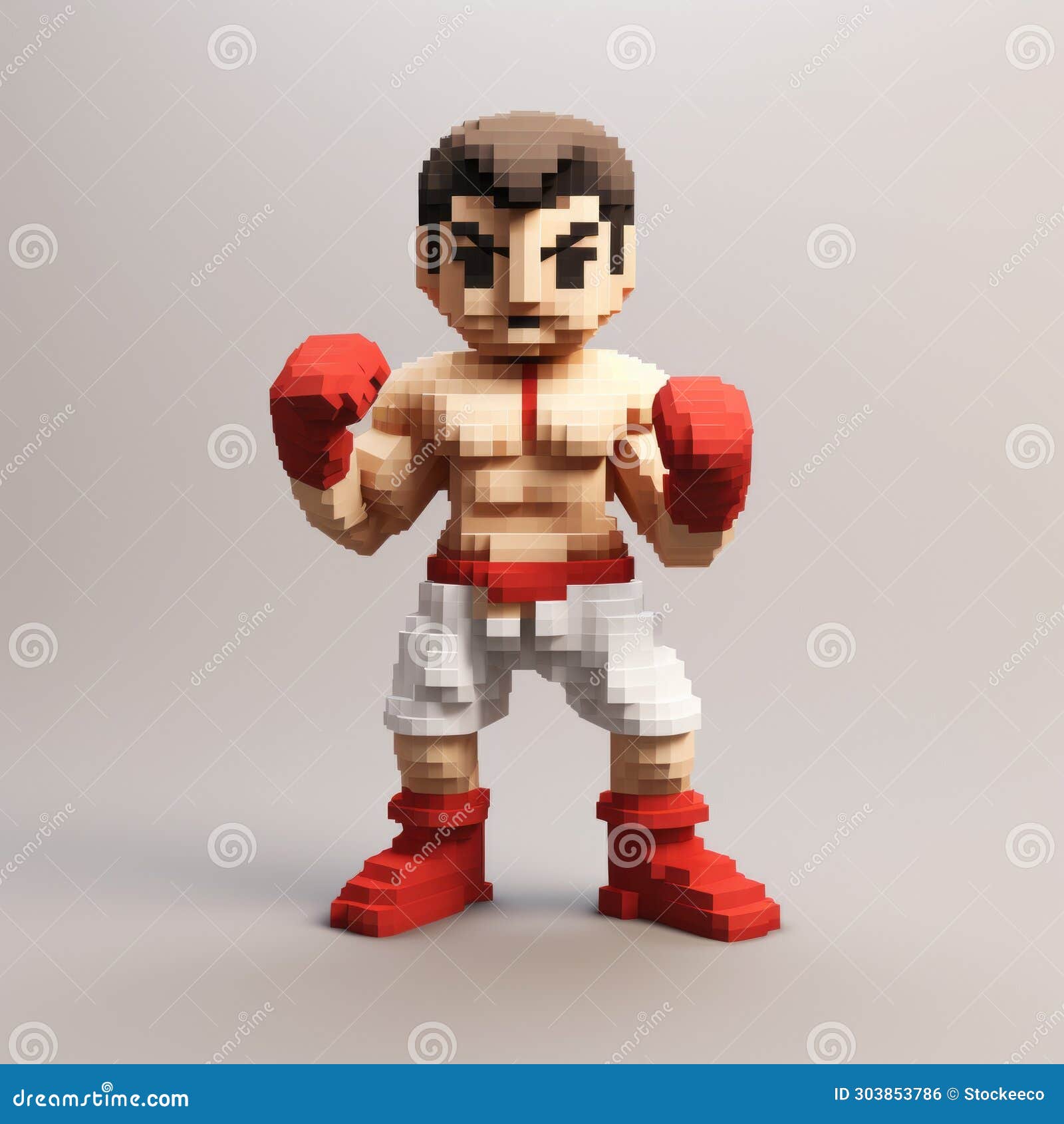 Pixel Boxer: Photorealistic 3d 8 Bit Cartoon Character in Boxing Action ...