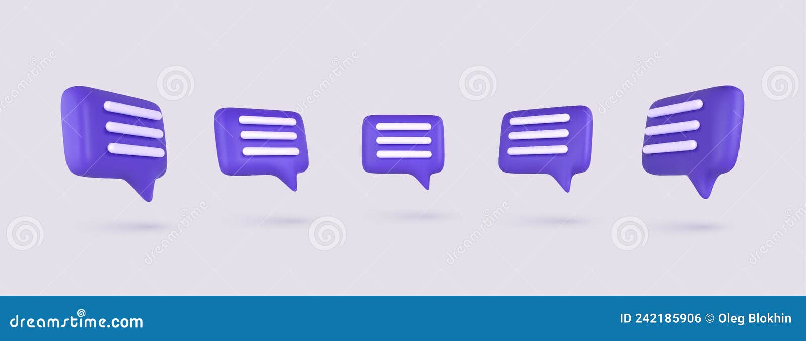 3d Vector Purple Message Icons Set. Isolated Cartoon Mail Sms Objects ...