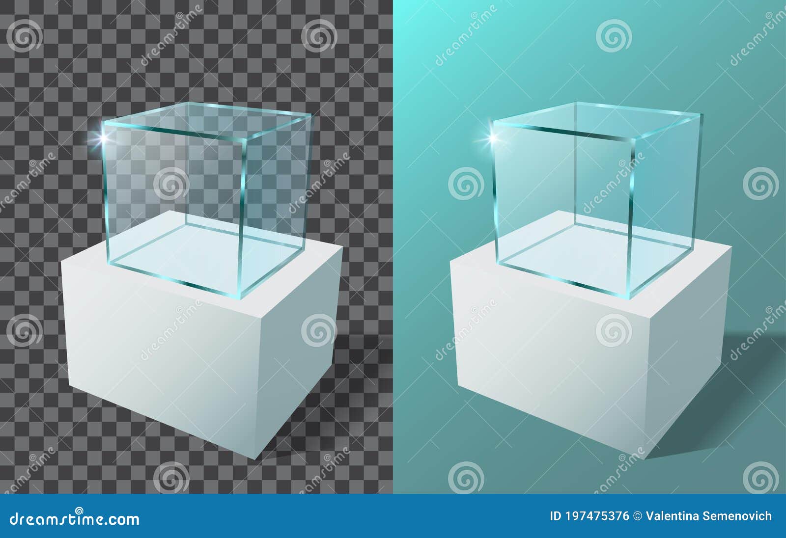 3d Vector Realistic Empty Glass Showcase Stock Illustration ...