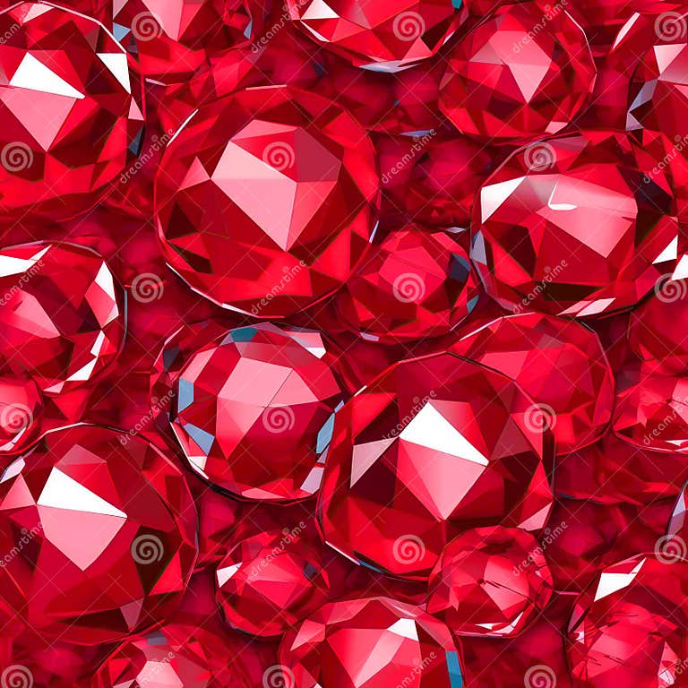 D Vector Red Rubies. Seamless Background. Generative AI Stock ...