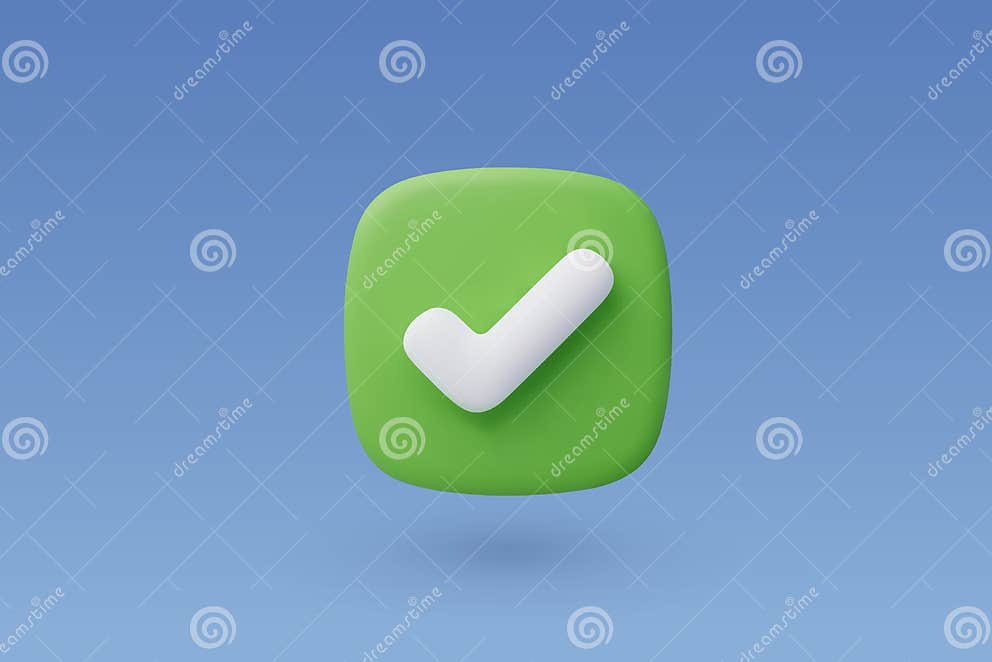 3d Vector Right Checkmark Box, Approvement Concept Stock Vector - Illustration of survey, list ...